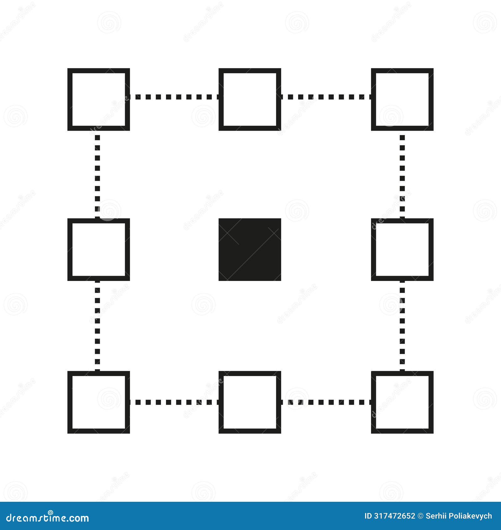 Black And White Network Diagram. Vector Connected Squares. Simple Grid ...