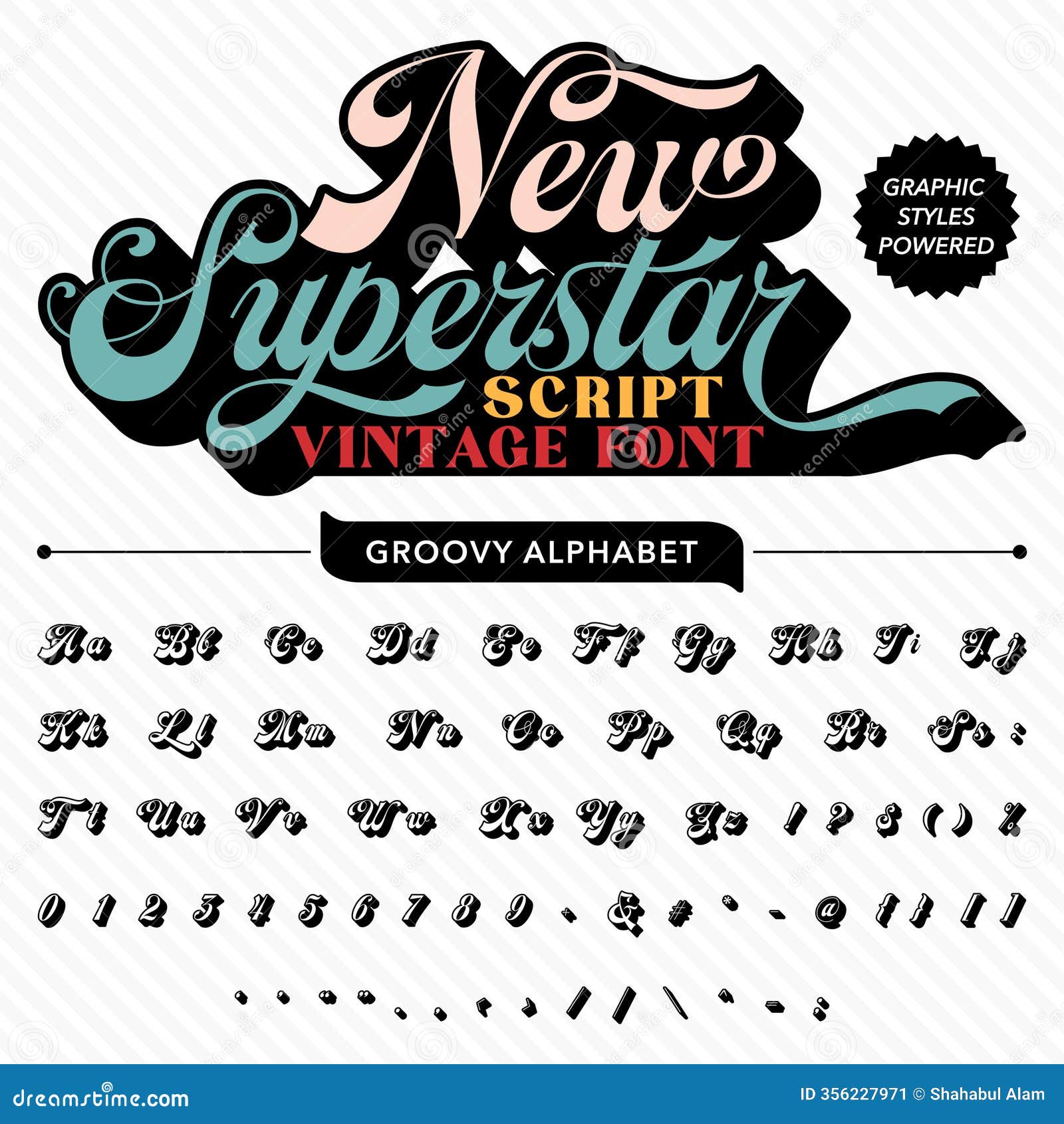 Black and White New Superstar Script Retro Vintage Display Alphabet ...