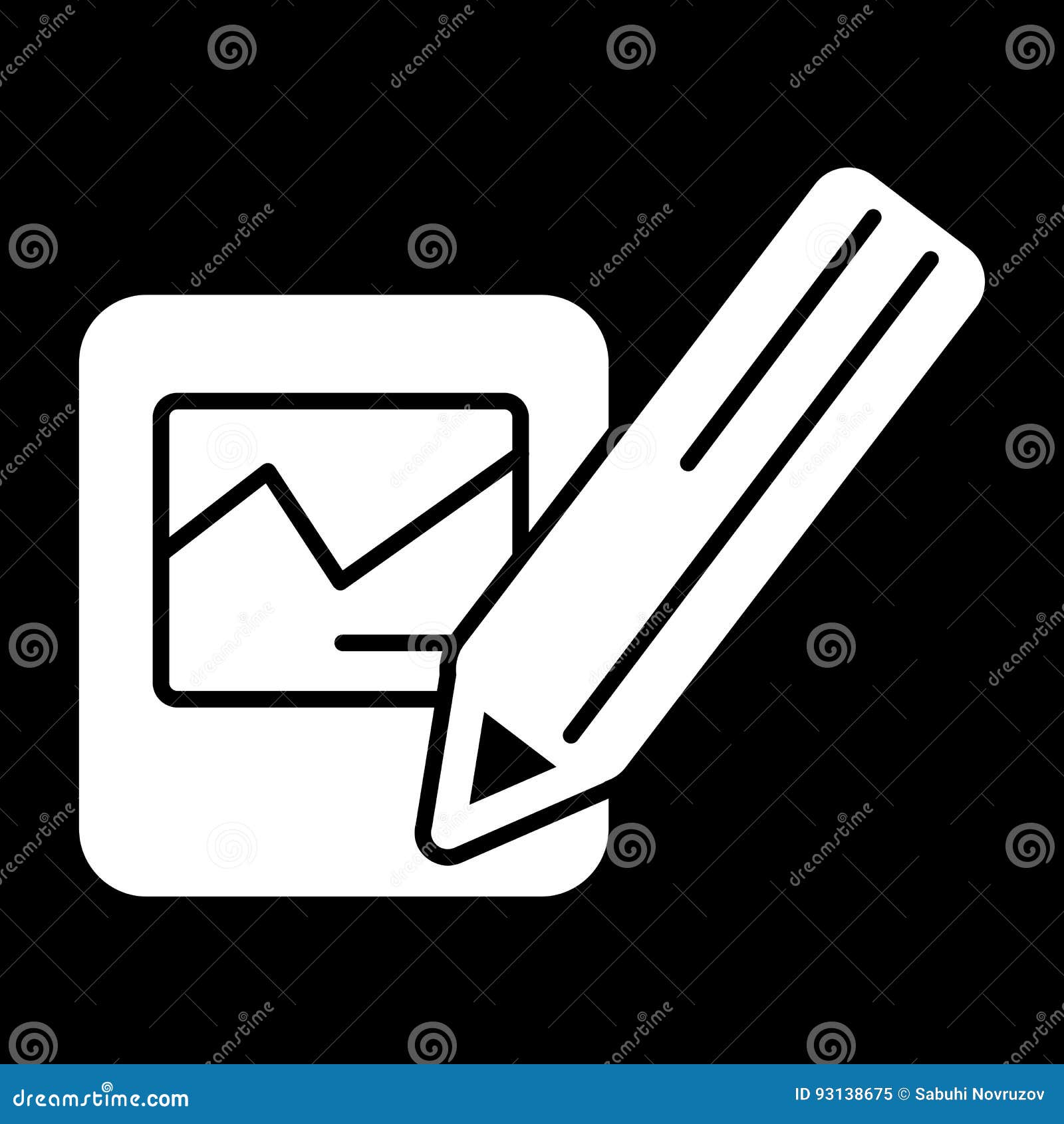 Black and White Note Illustration. Solid Linear Business Icon Stock ...