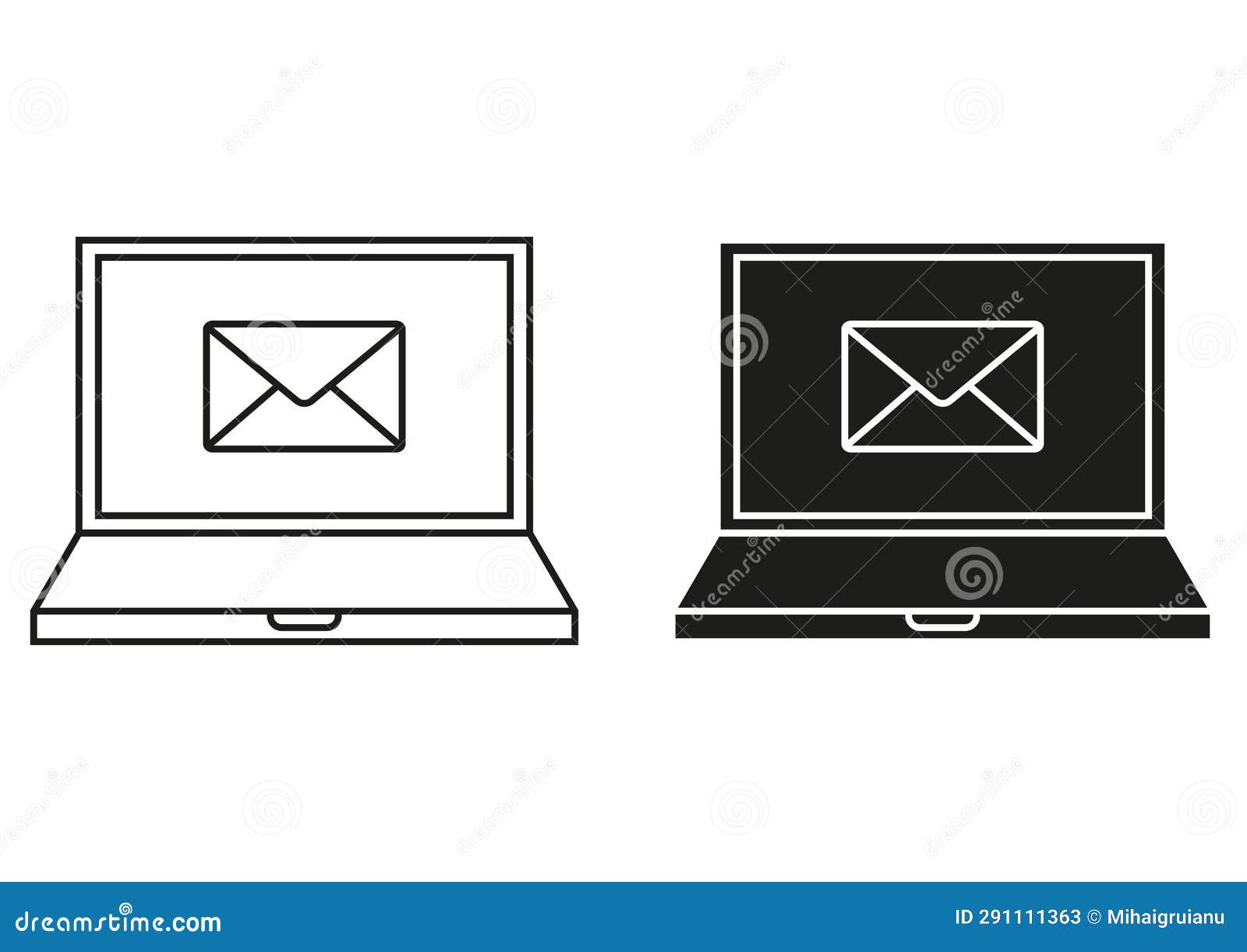 Black and White NoteBook with Email Icon Flat Design Stock Illustration ...