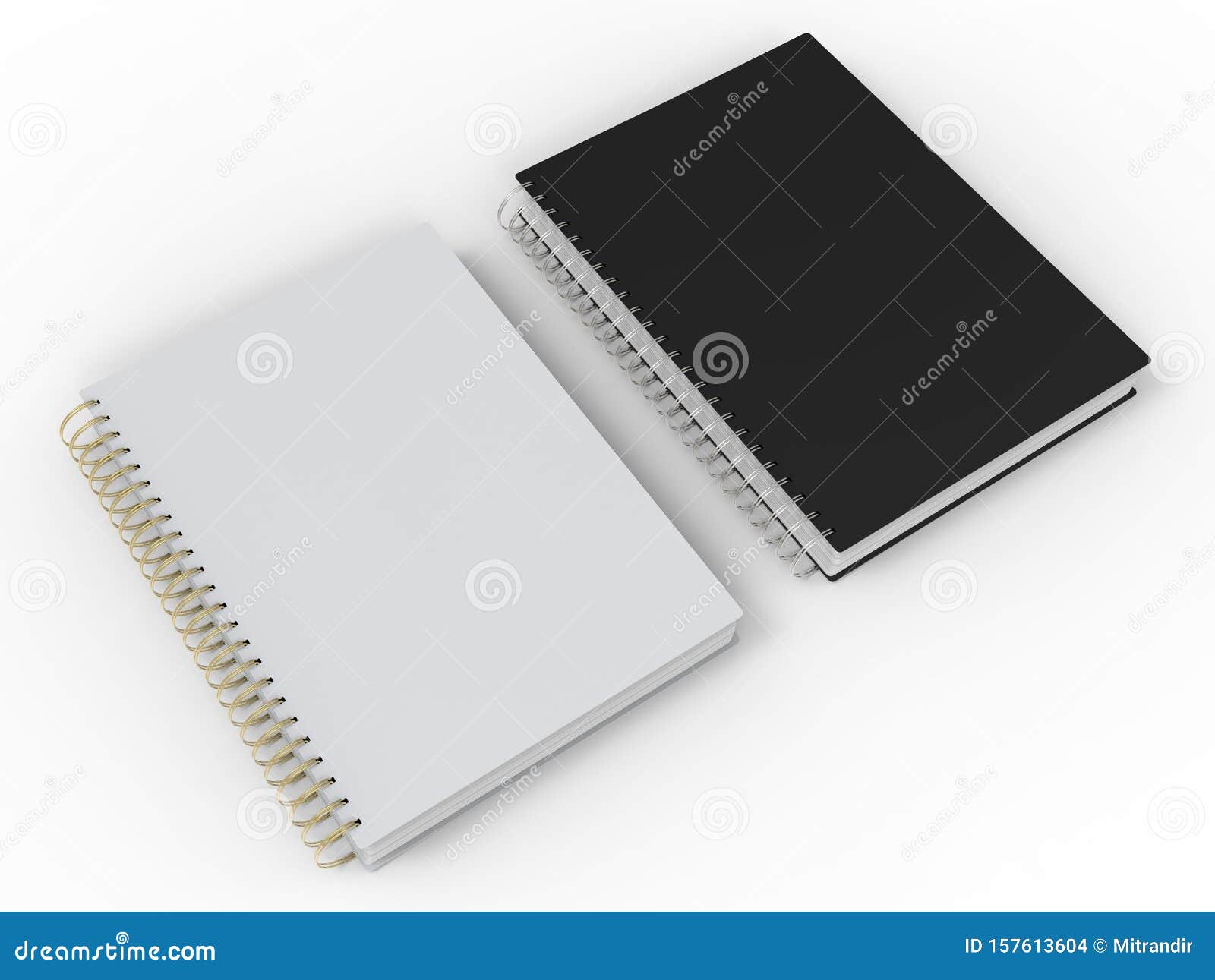 Black and White Notebooks with Spiral Binding - Side by Side Stock ...