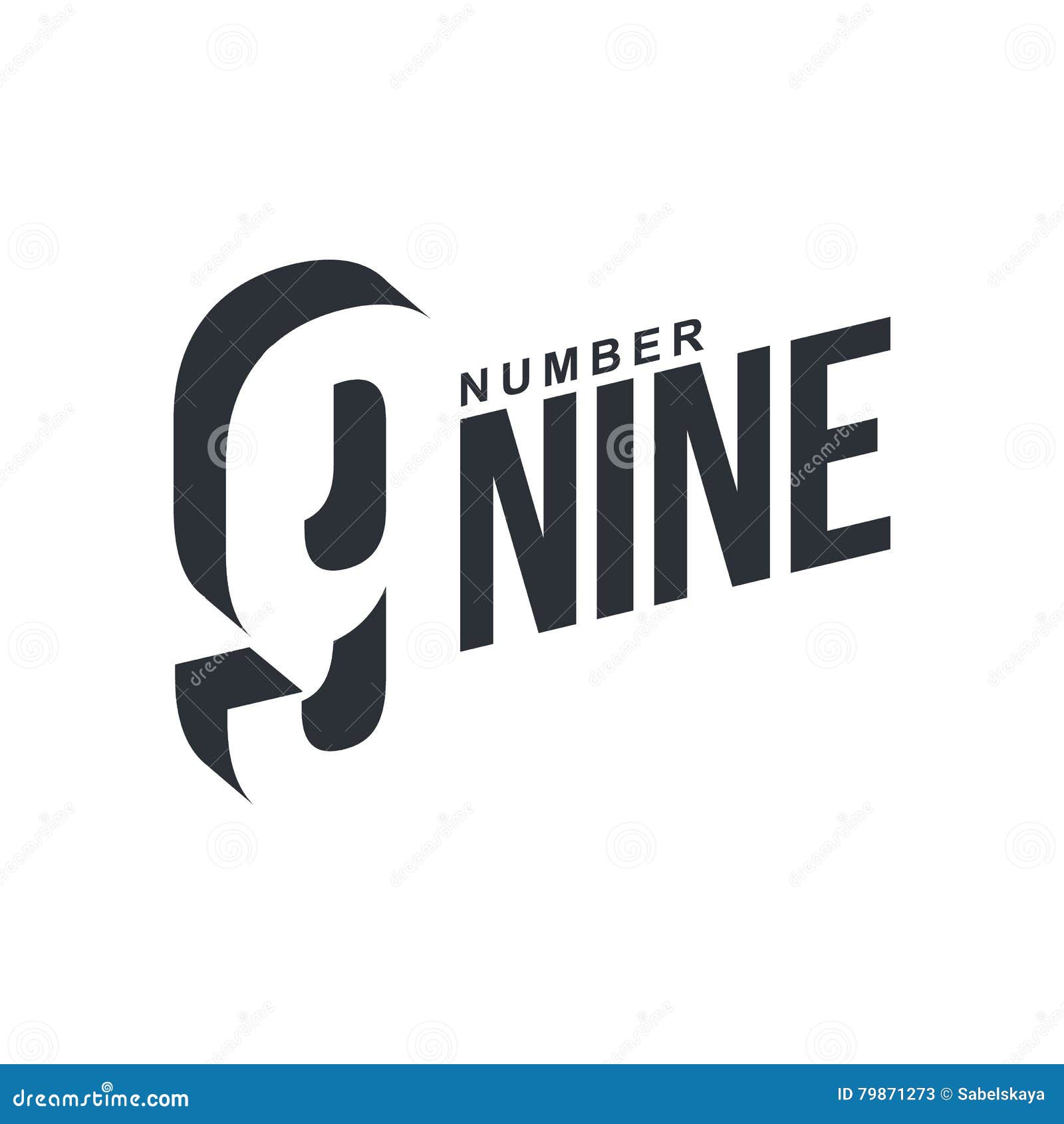 Black and White Number Nine Diagonal Logo Template Stock Vector ...
