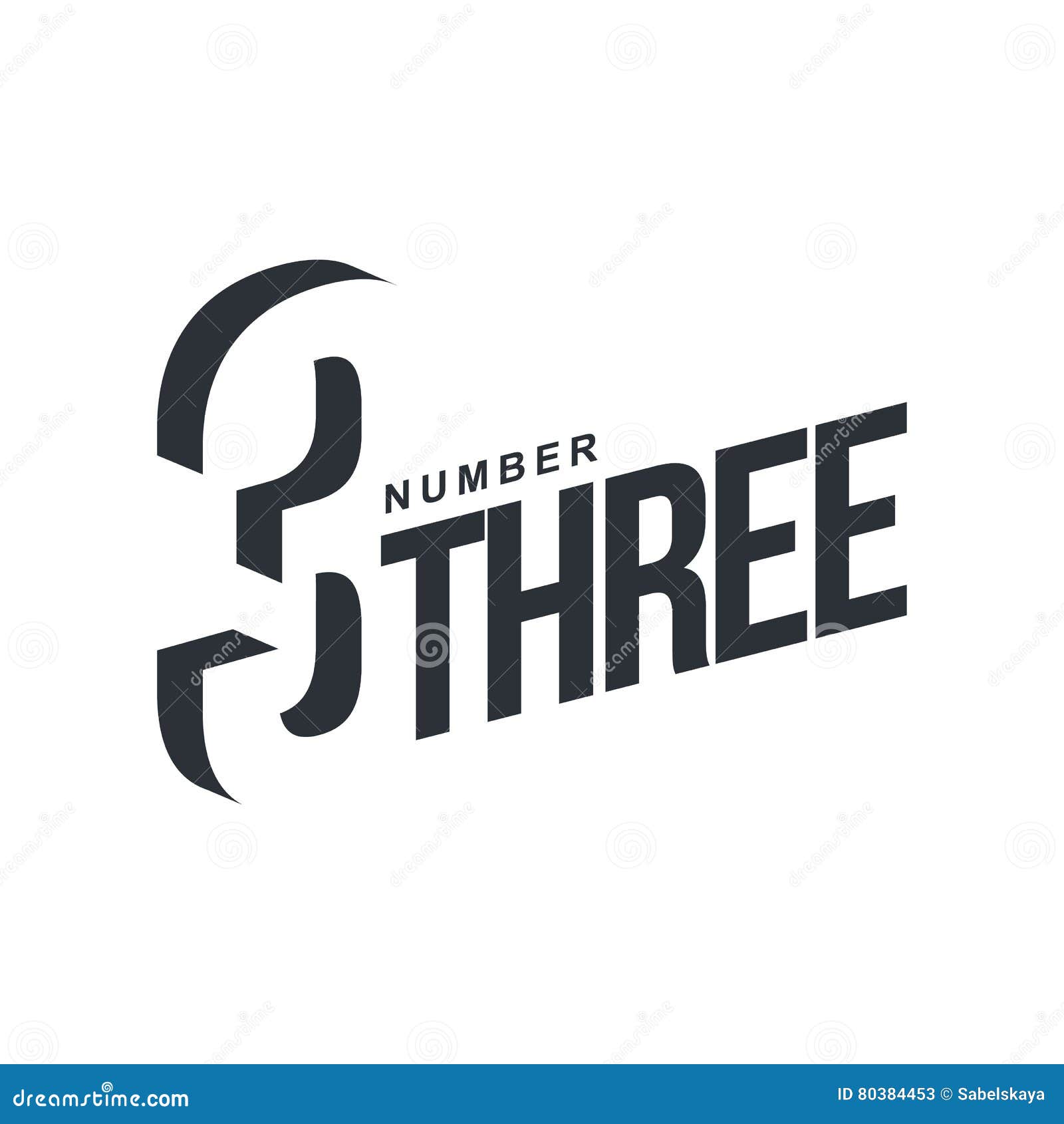 Black and White Number Three Diagonal Logo Template Stock Vector ...