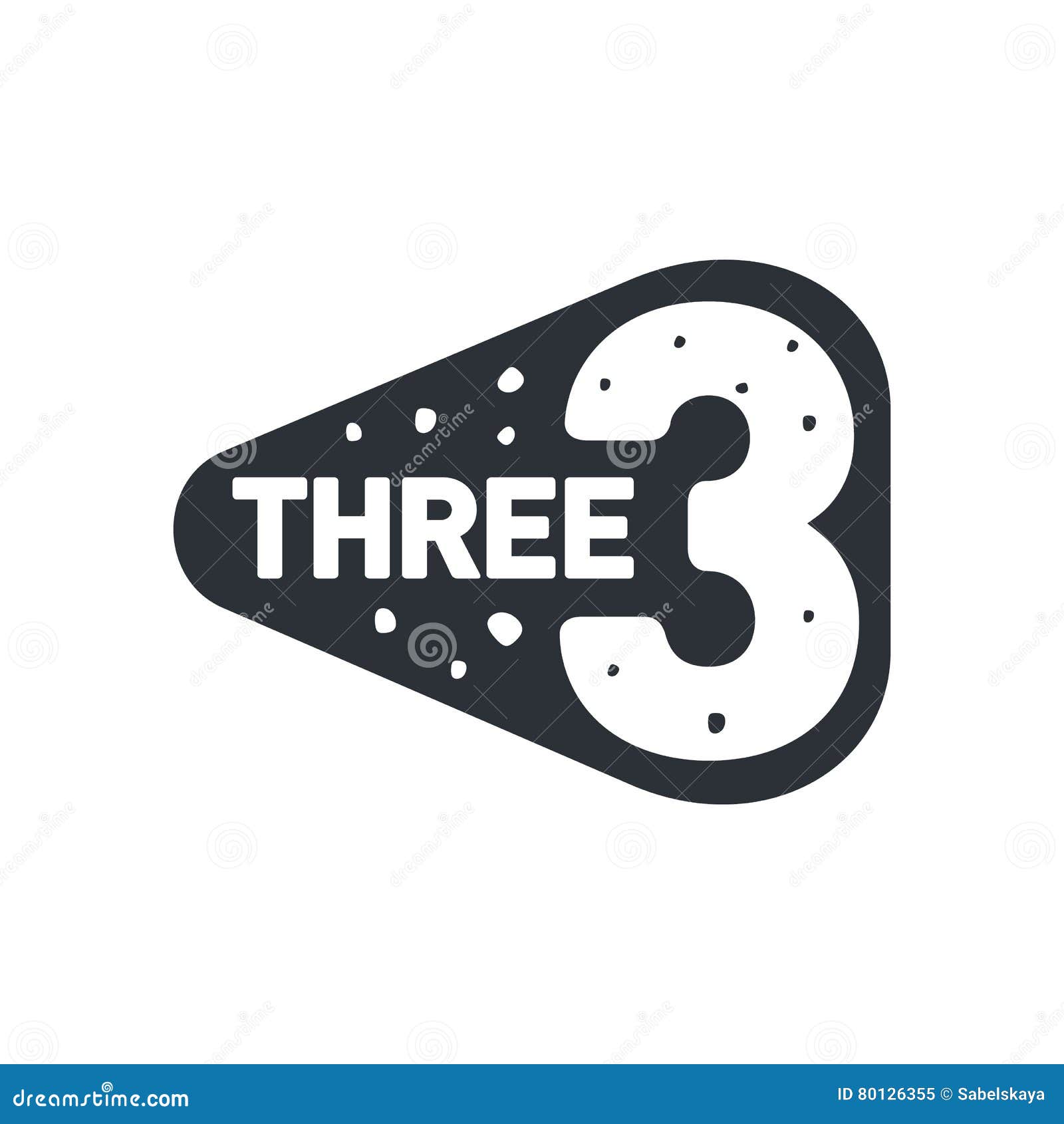 Black and White Number Three Logo Template Stock Vector - Illustration ...