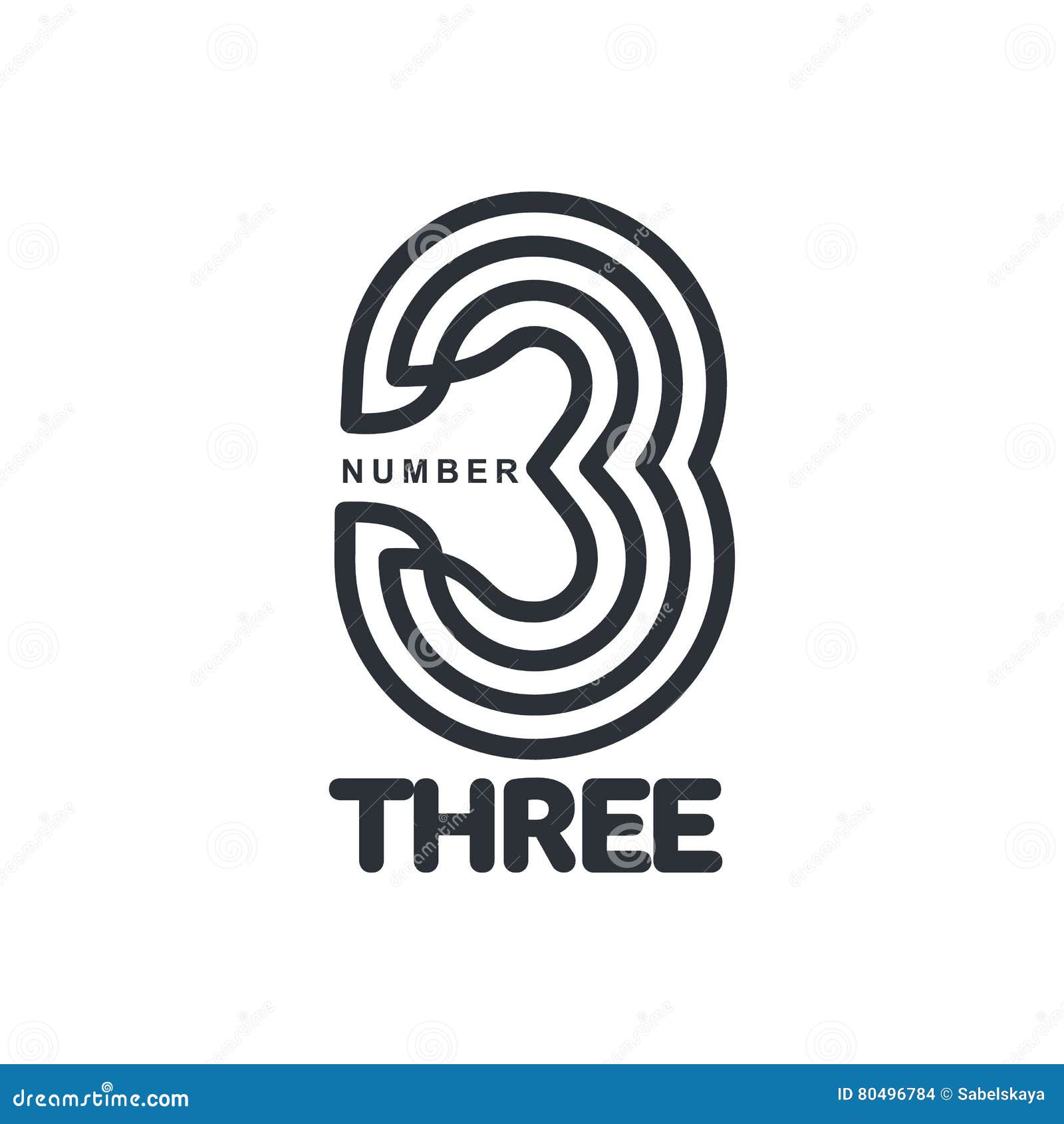 Black and White Number Three Strips Logo Template Stock Vector ...