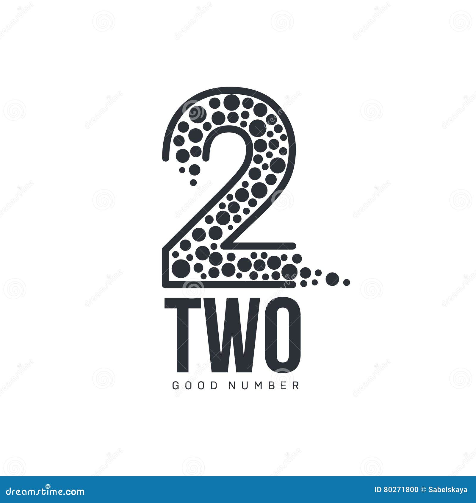 Black and White Number Two Logo Formed by Abstract Dot Stock Vector ...