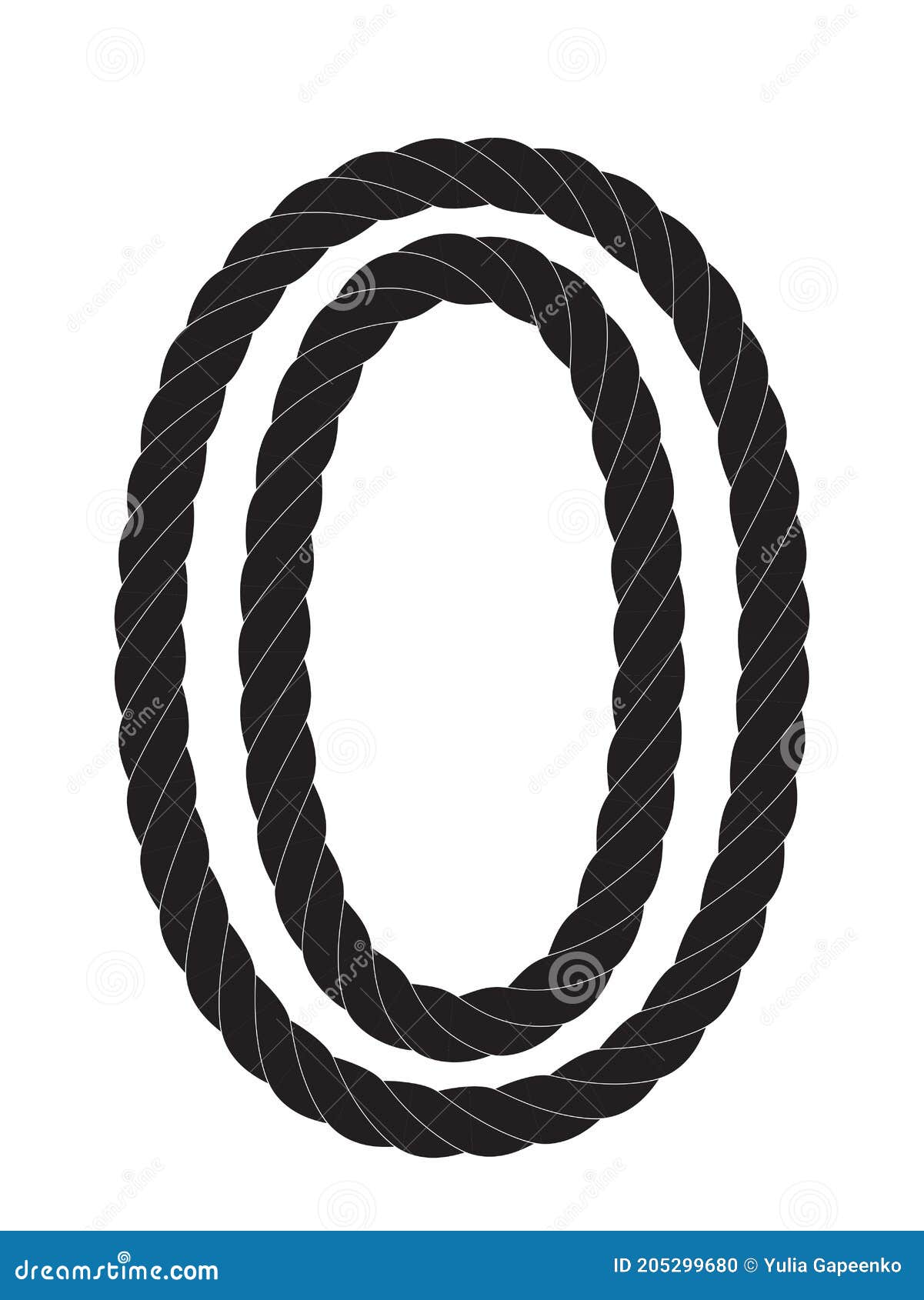 Black and White Number Zero Made from Rope Isolated on White Background ...