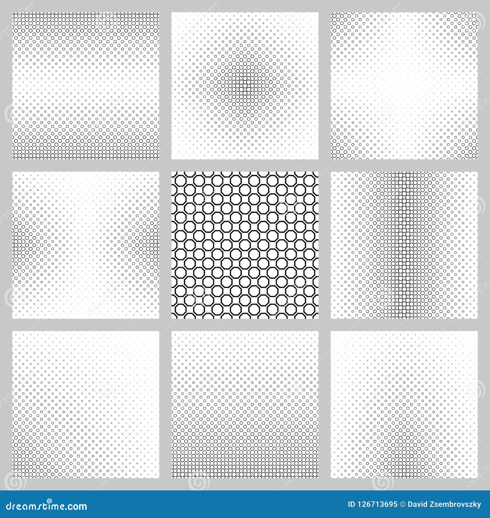 Black and White Octagon Pattern Background Set Stock Vector ...