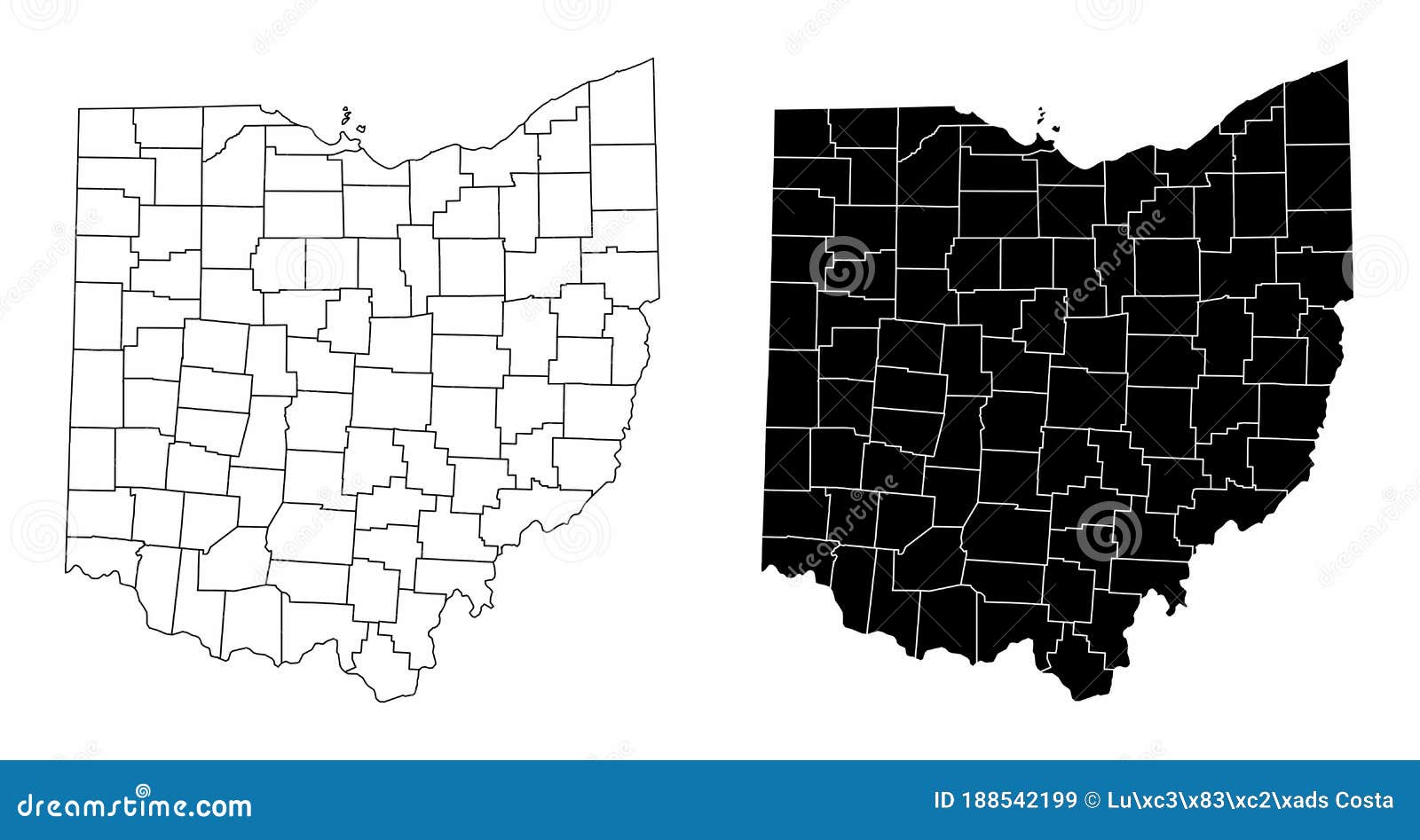 Ohio county maps stock illustration. Illustration of region - 188542199