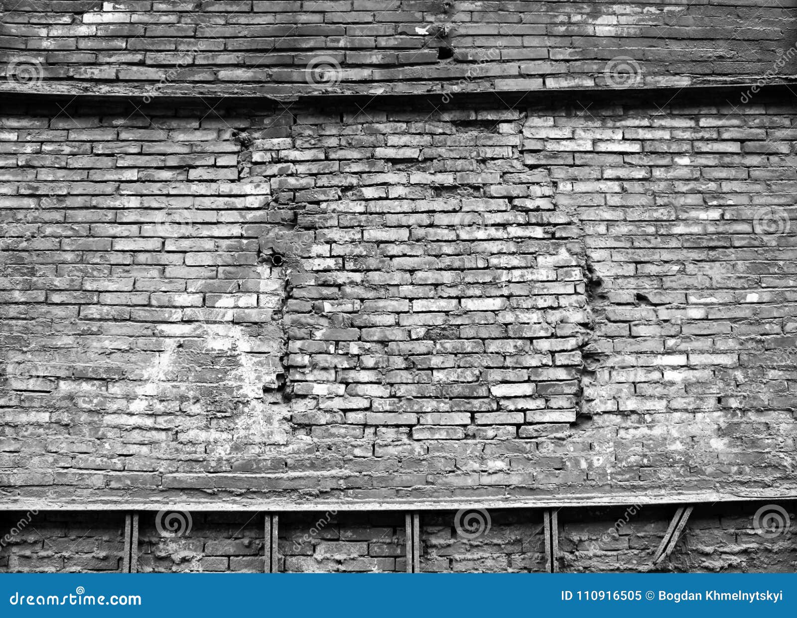 Black and White Old Brick Wall Stock Image - Image of brickwork ...