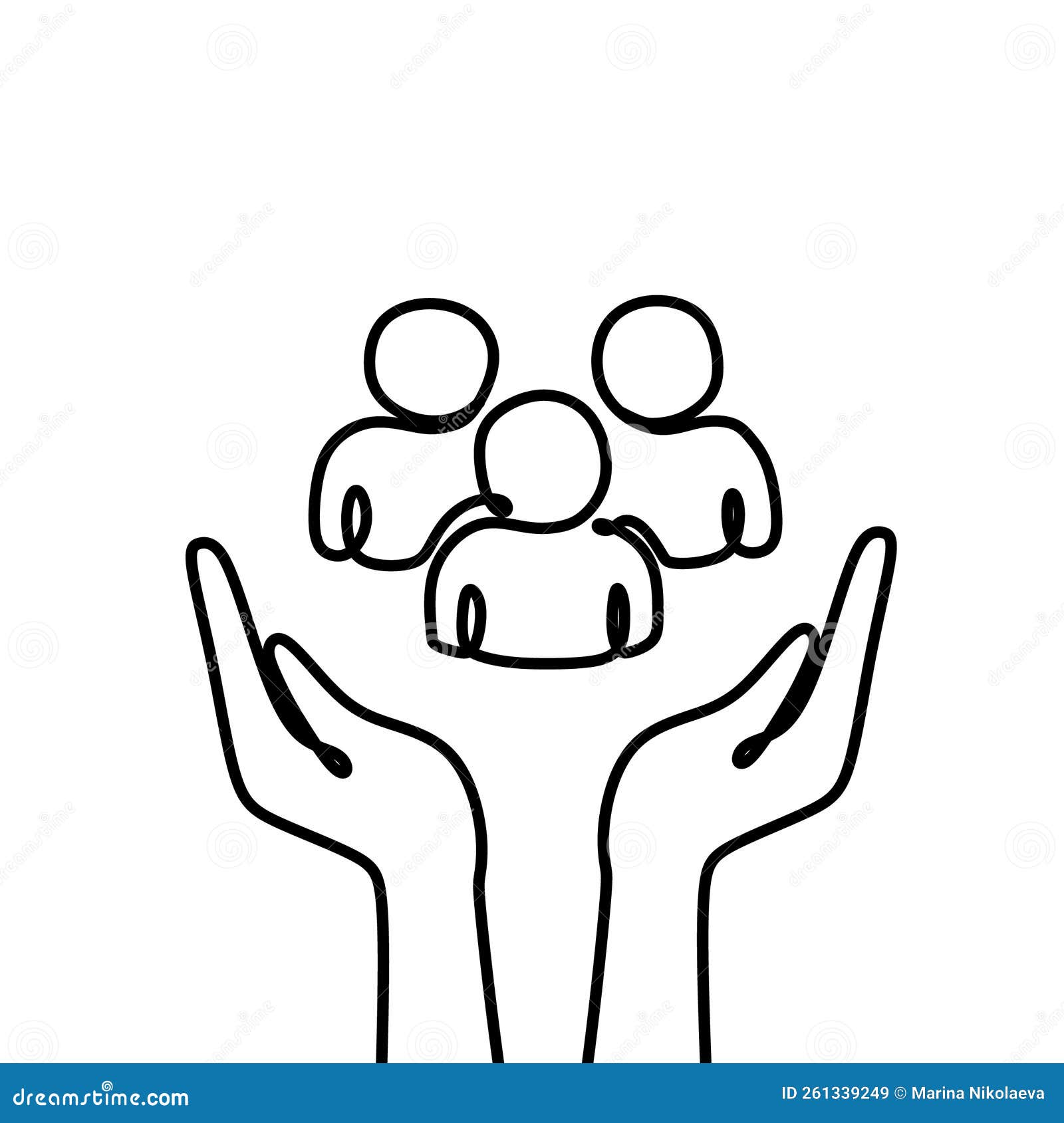 Black and White One Line Hands Holding Employees, People Icon Stock ...