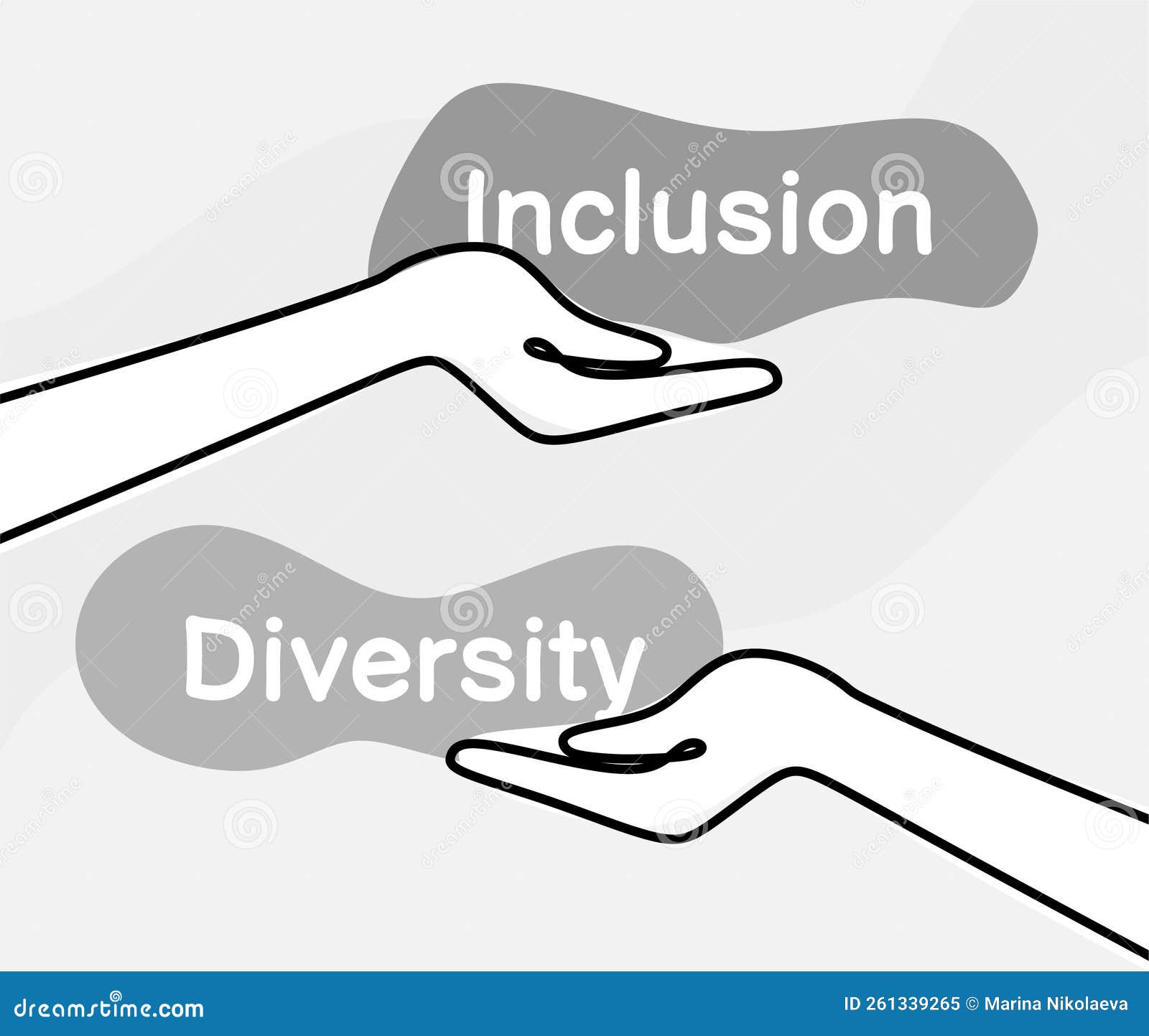 Black and White One Line Hands Holding Inclusive Lettering Stock Vector ...