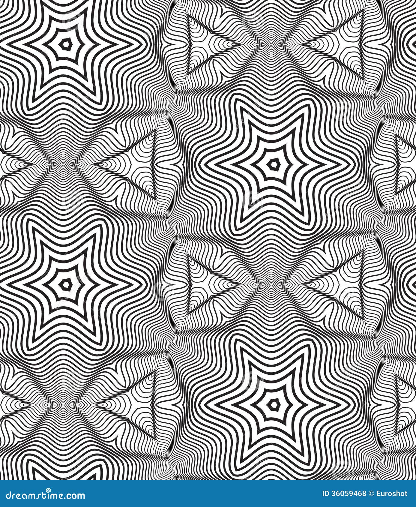 Black and White Op Art Design Vector Seamless Pattern Background Stock ...