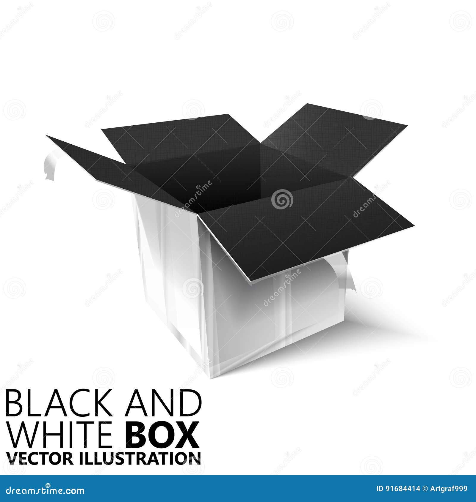 Black and White Open Box 3D/ Vector Illustration Stock Vector ...