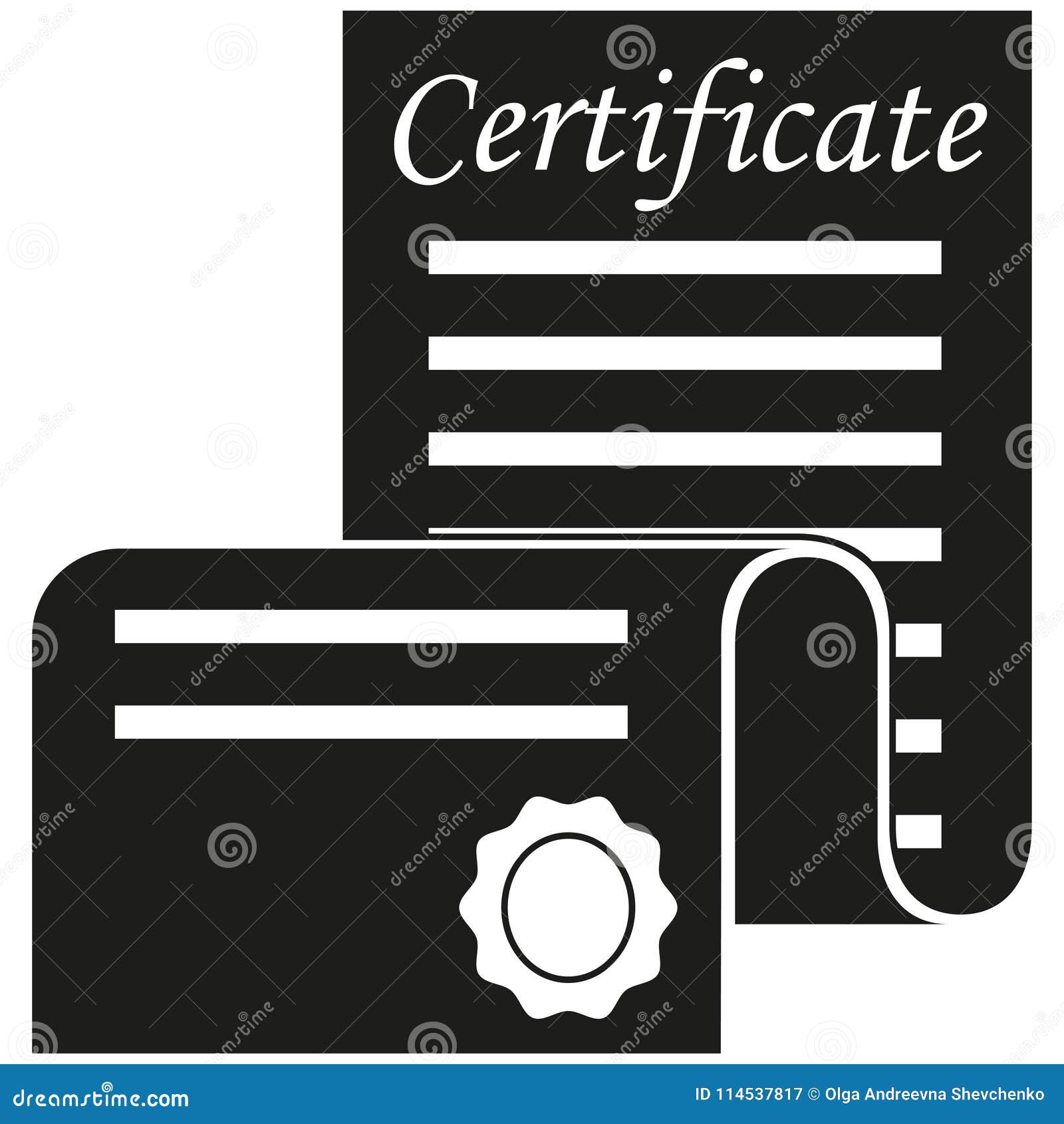 Black and White Open Certificate Scroll Silhouette. Stock Vector ...