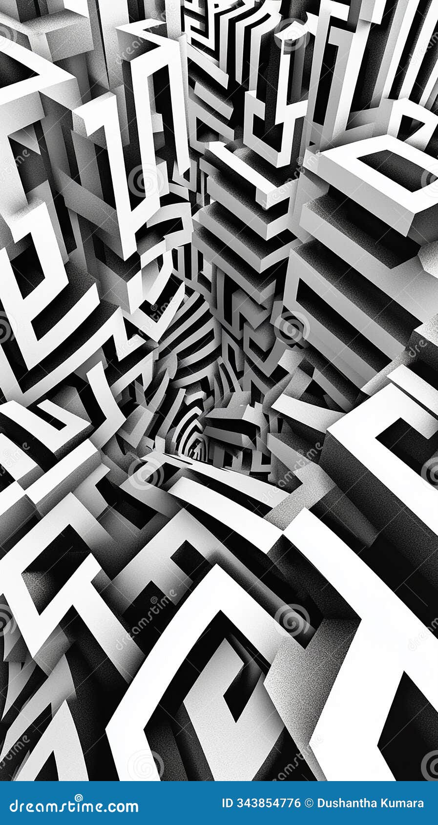 Black-and-White Optical Illusion Maze with Geometric Patterns Stock Illustration - Illustration ...