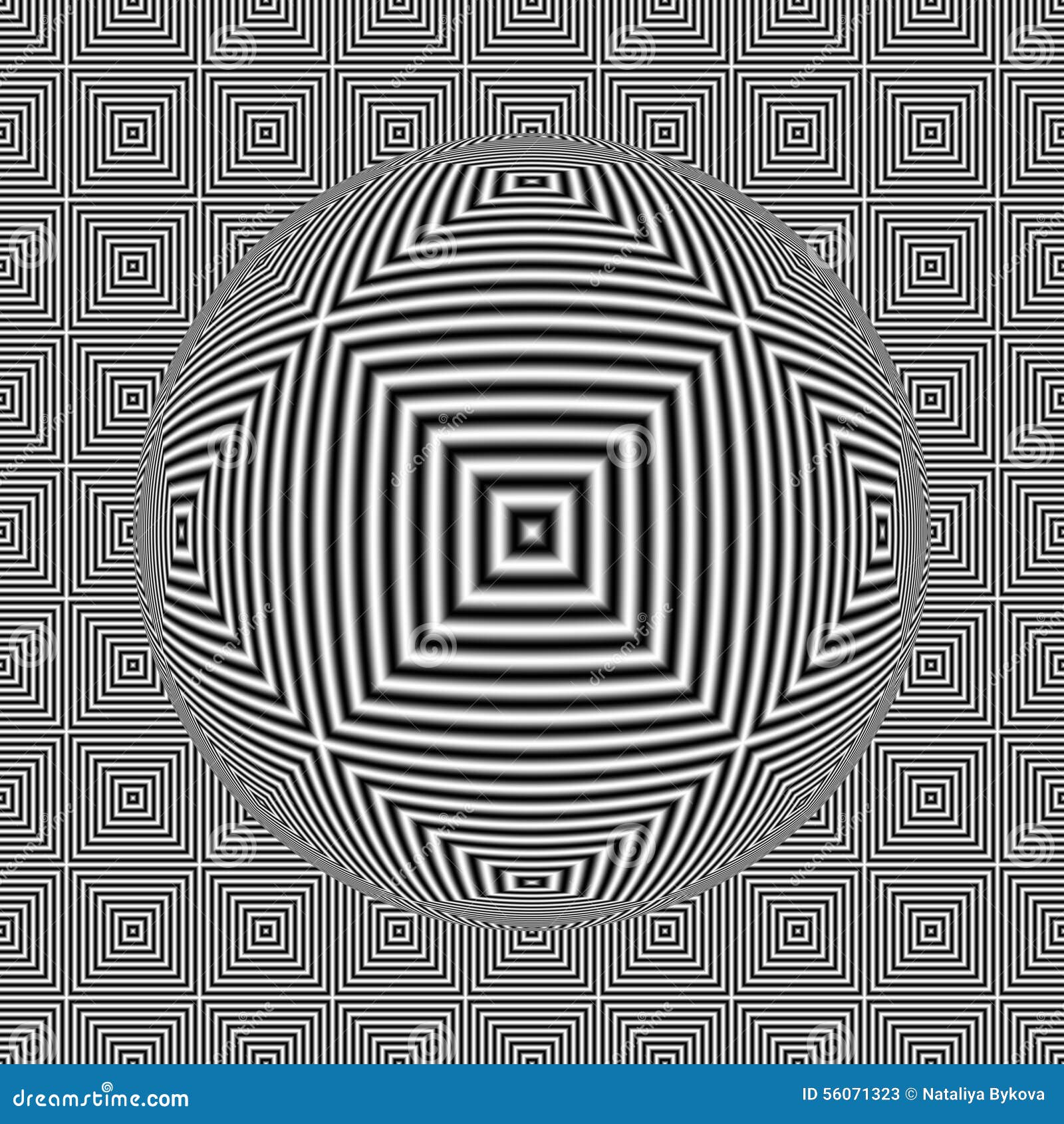 Black and White Optical Illusion Square Seamless Pattern with 3D Sphere ...