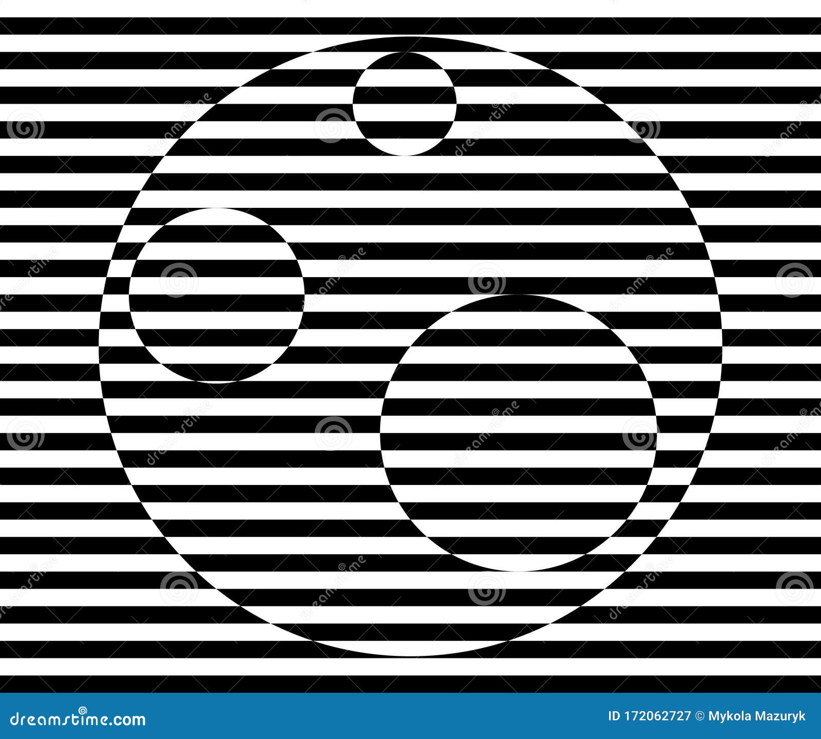 Black and White Optical Illusion with Stripes and Circles Stock Vector ...