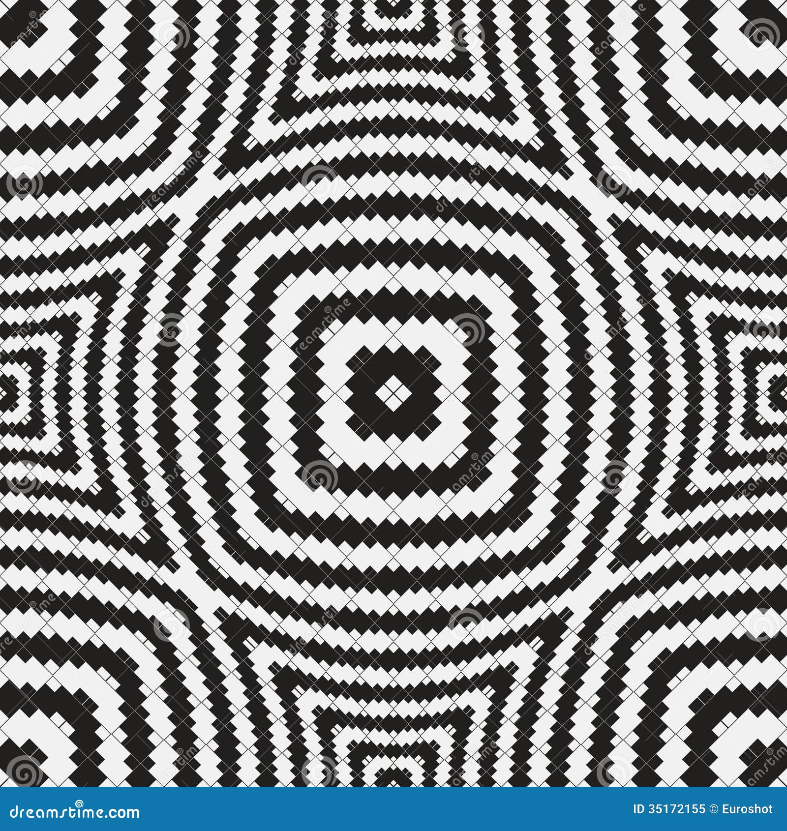 Black and White Optical Illusion, Vector Seamless Pattern. Stock Vector ...