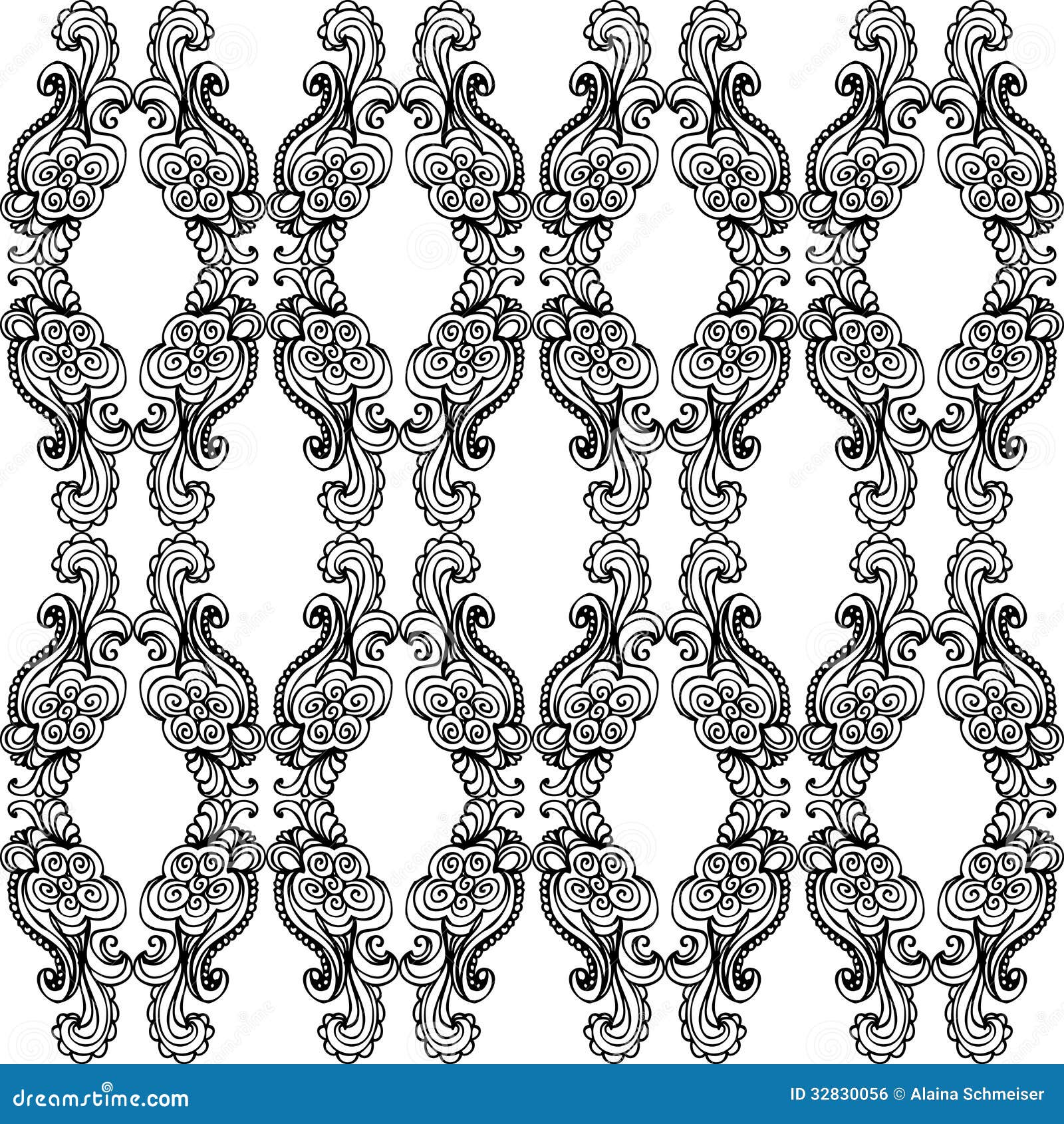 Black and White Ornate Pattern Stock Vector - Illustration of scroll ...