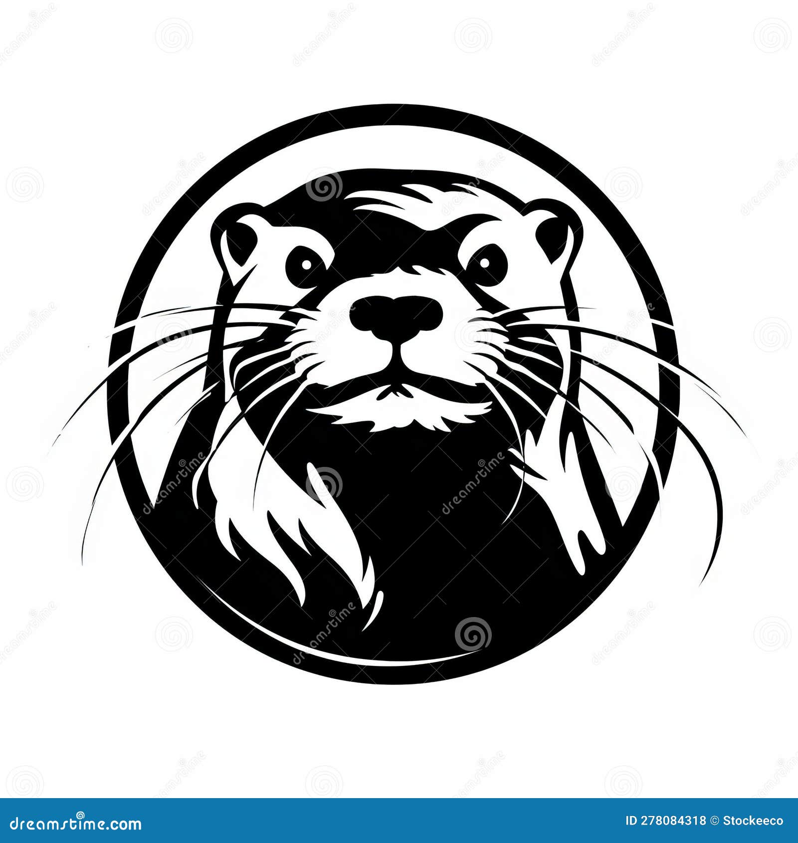 Black and White Otter Icon on White Background Stock Illustration ...