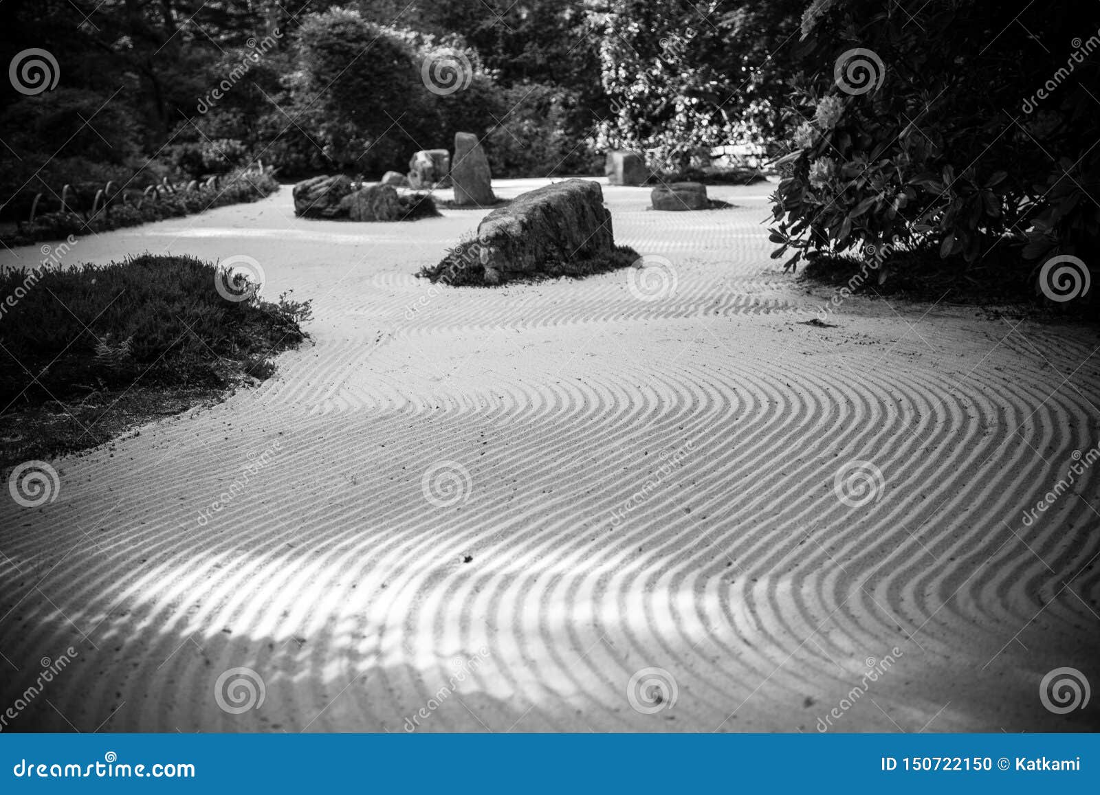 Black and White Outdoor Zen Garden Sand Stock Photo - Image of buddhism ...