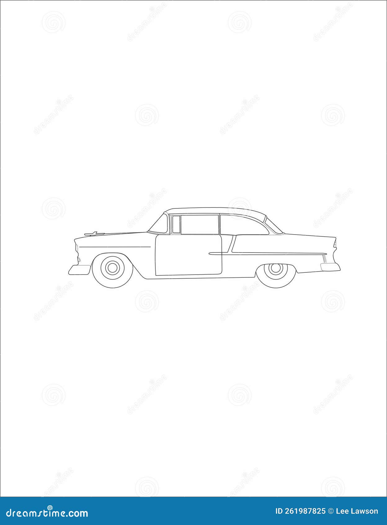 Black and White Outline of a Classic Car Stock Vector - Illustration of ...