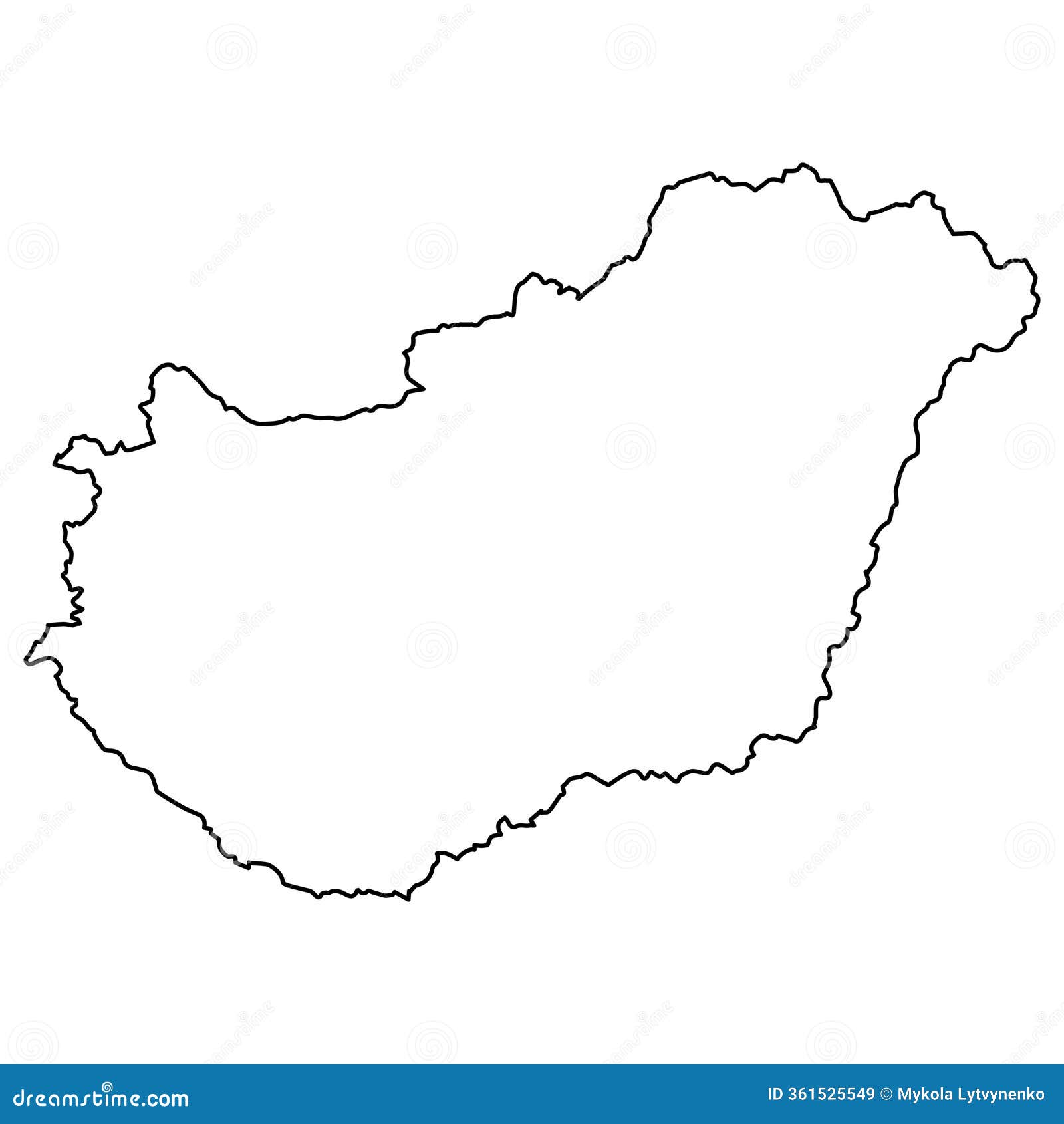 Black and White Outline Map of Hungary Stock Vector - Illustration of ...