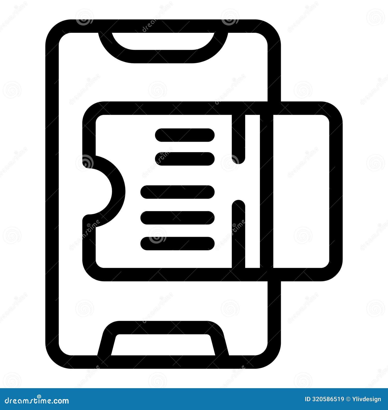 Black and White Outline of Mobile Phone with Notes Stock Vector ...