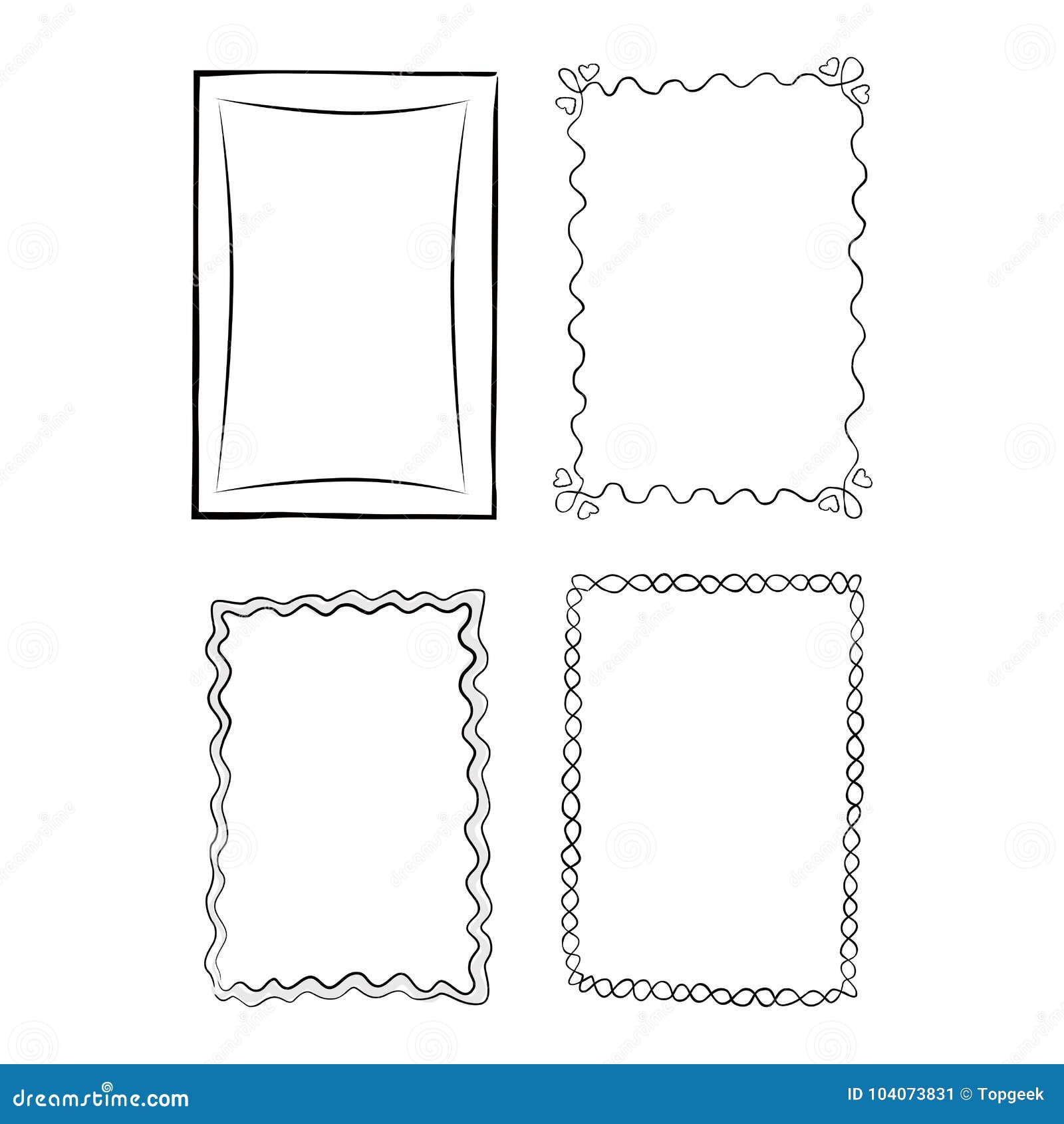 Black and White Outlined Frames Illustrations Set Stock Vector ...