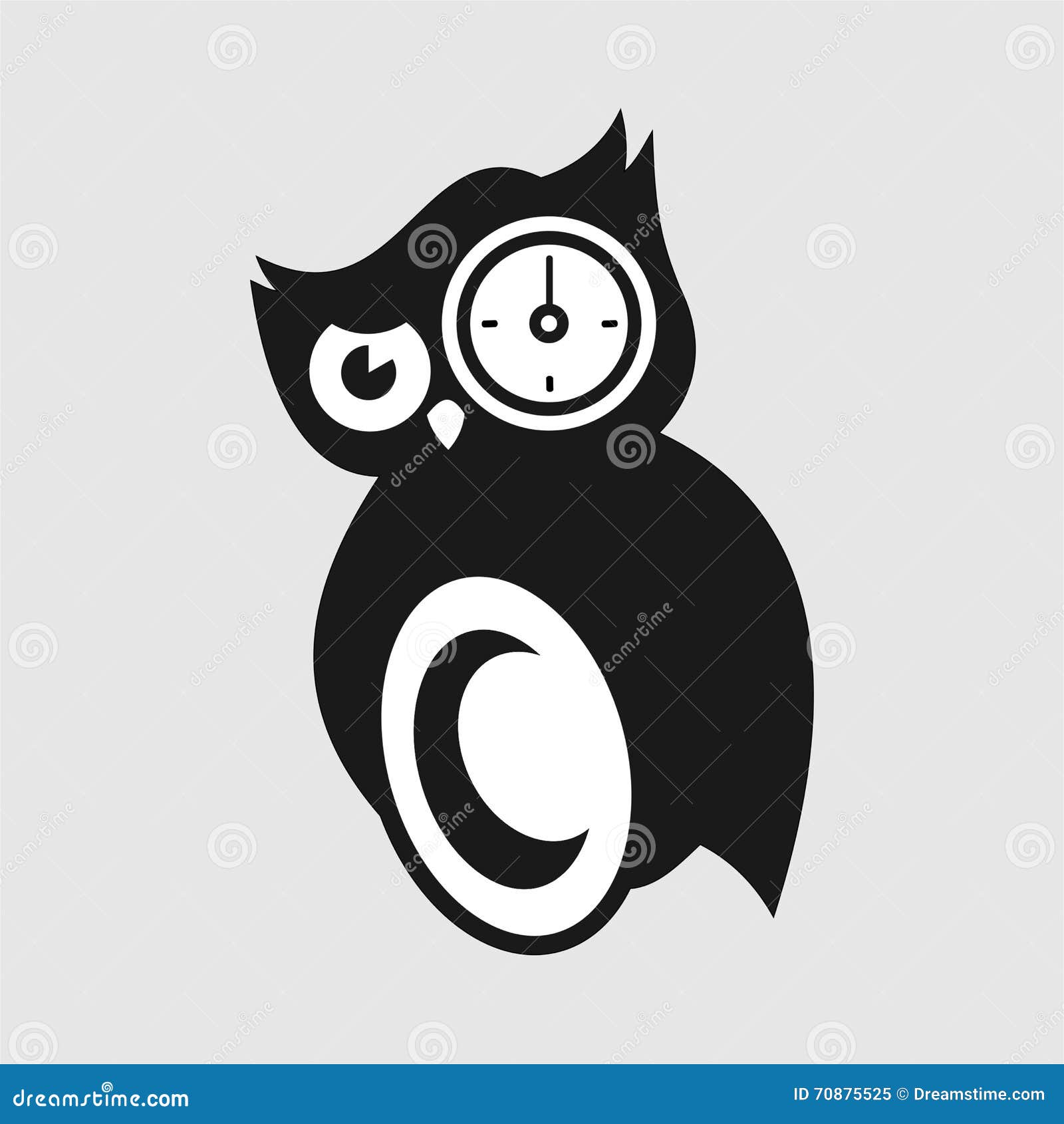 Black White Owl with Clock Eye Stock Vector - Illustration of time ...