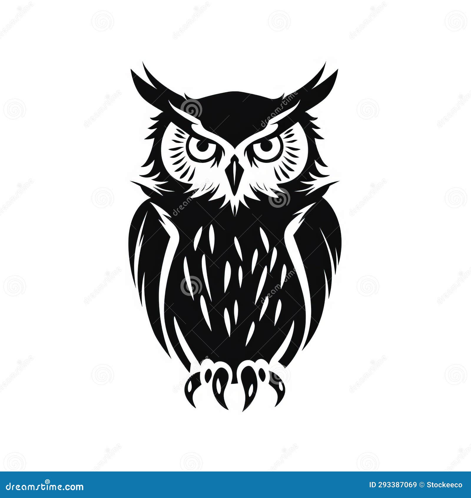 Bold Owl Silhouette on White Background: Dark Symbolism and Exotic ...