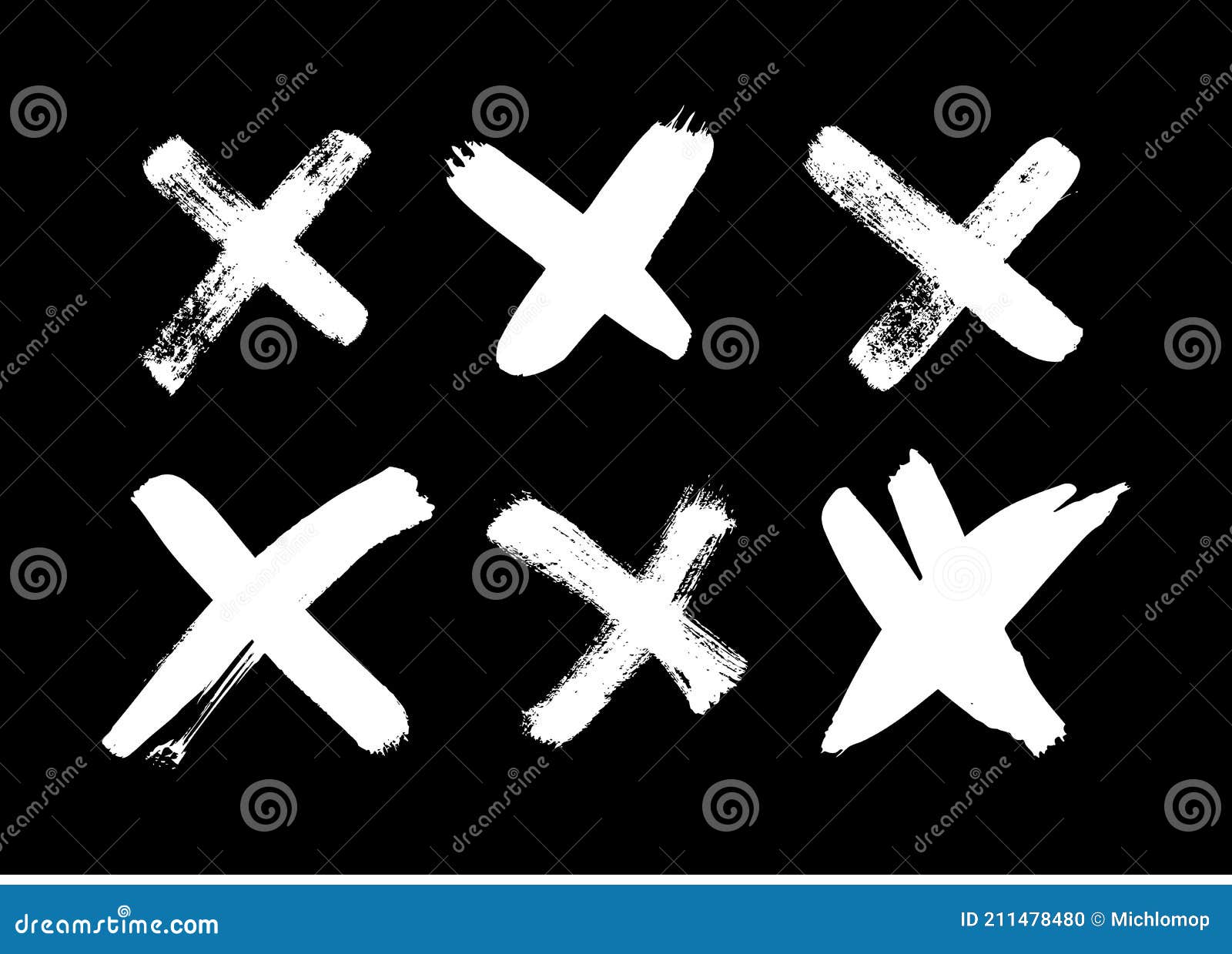 Black and White Paint Vector Cross Lines. Hand Drawn Set of Objects for ...