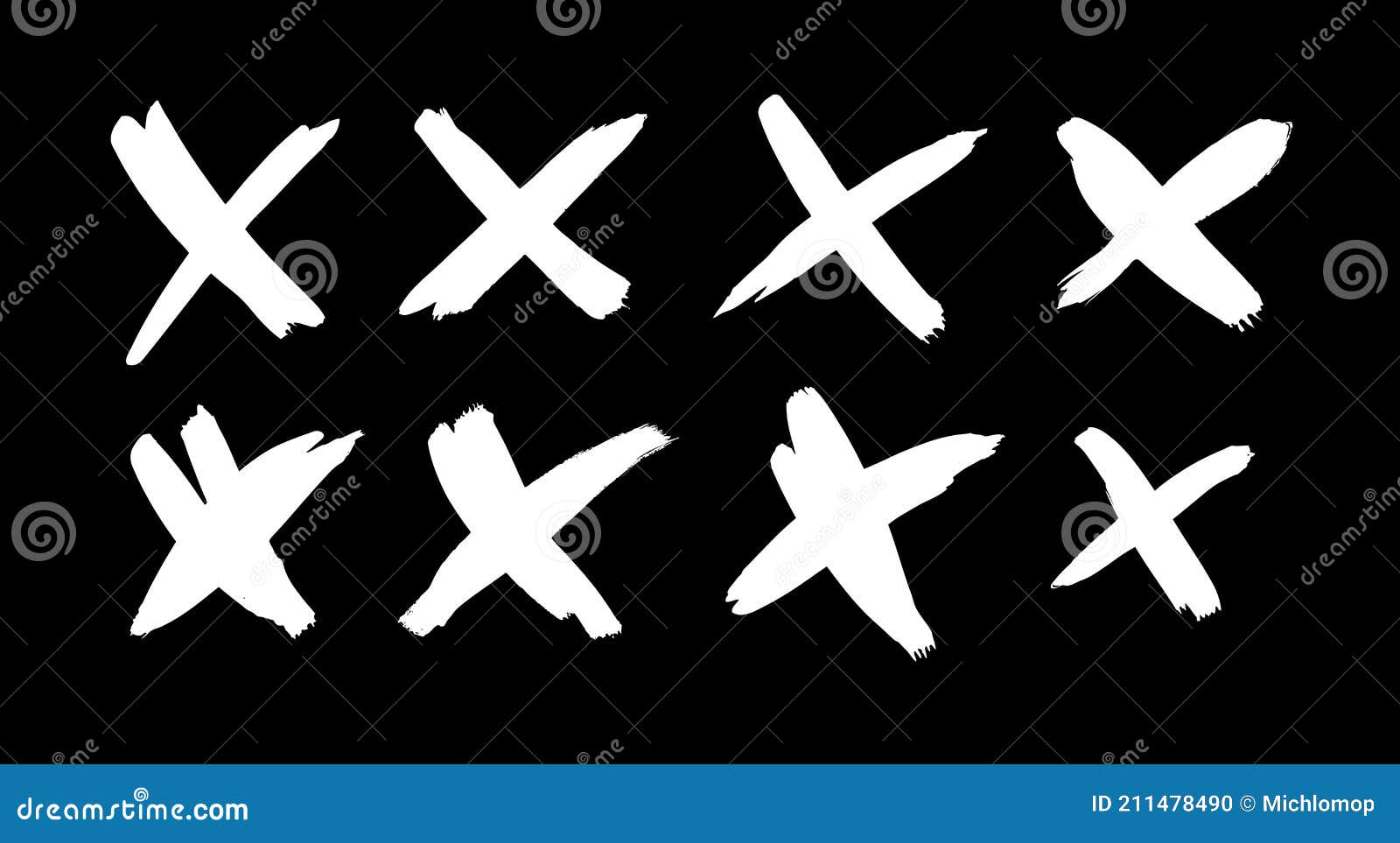 Black and White Paint Vector Cross Lines. Hand Drawn Set of Objects for ...