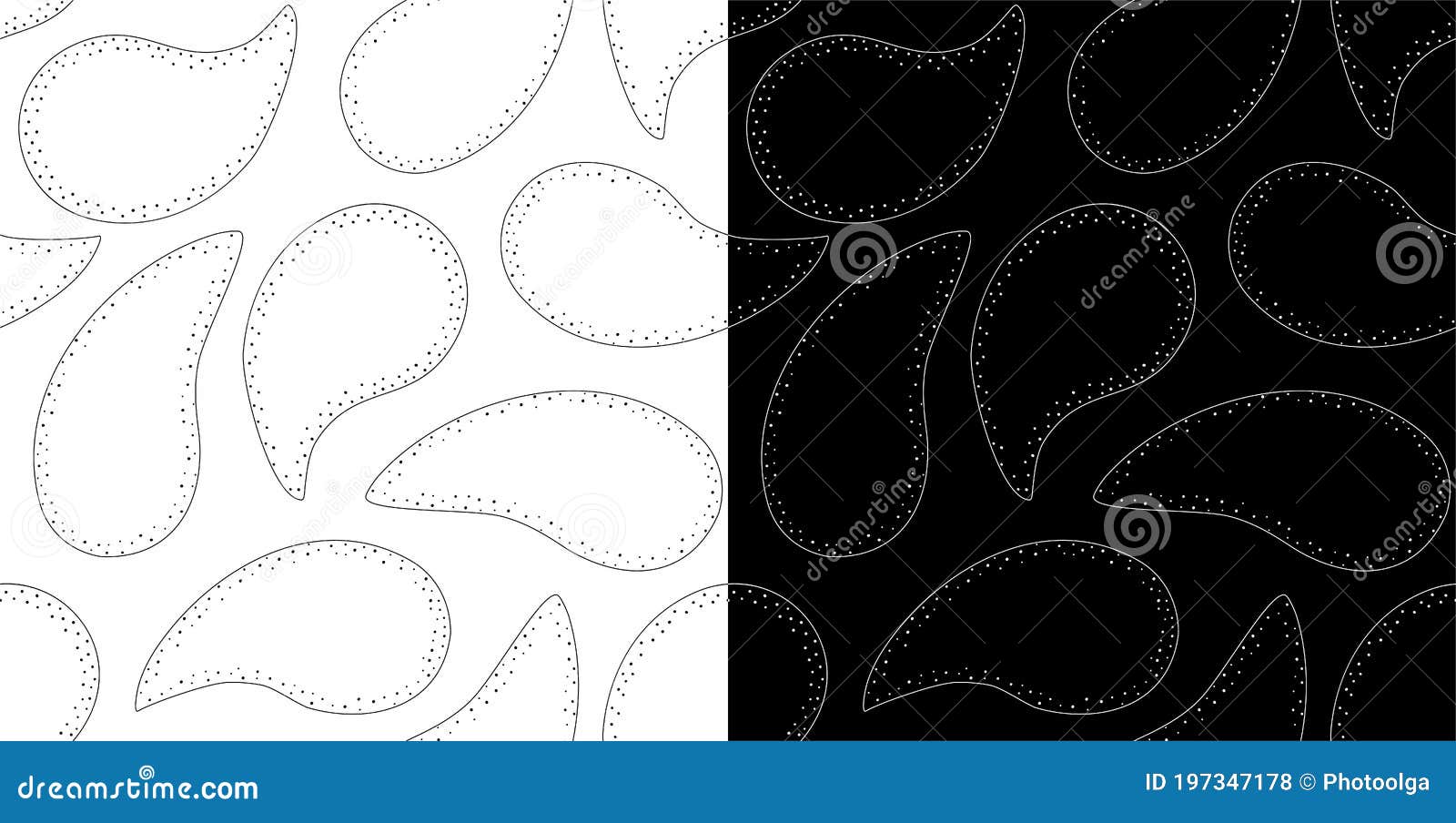 Black White Paisley Seamless Pattern. Simple Dots Vector Illustration ...