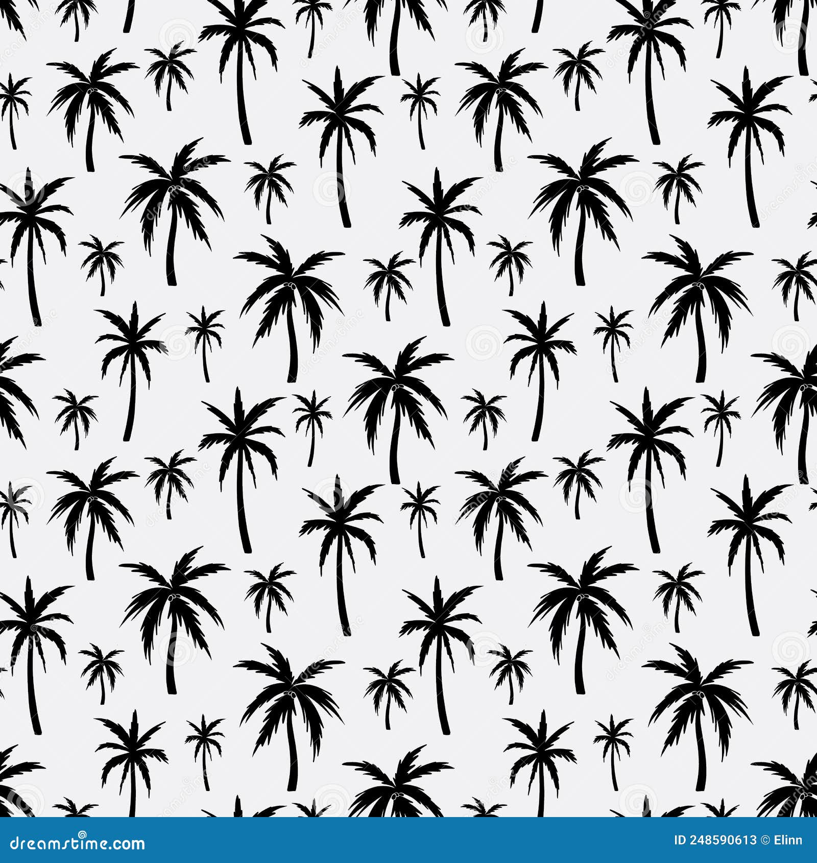 Black White Palm Trees Repeat Pattern Design Illustration Stock Vector ...