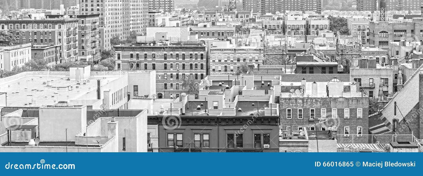 Black and White Panorama of Harlem and Bronx, New York. Stock Image ...