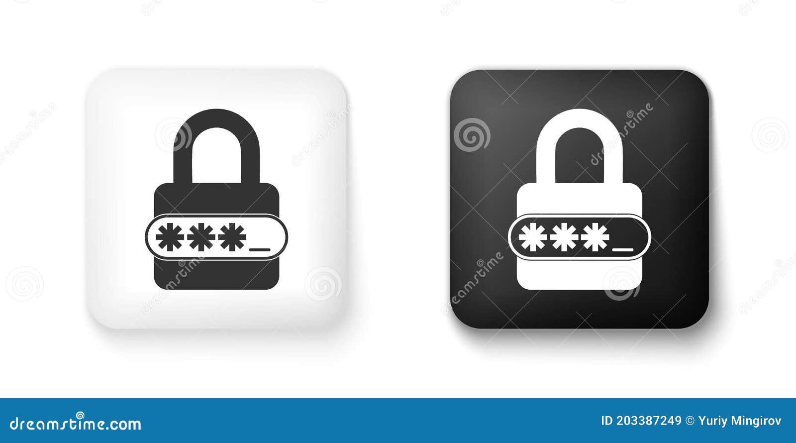 Black and White Password Protection and Safety Access Icon Isolated on ...