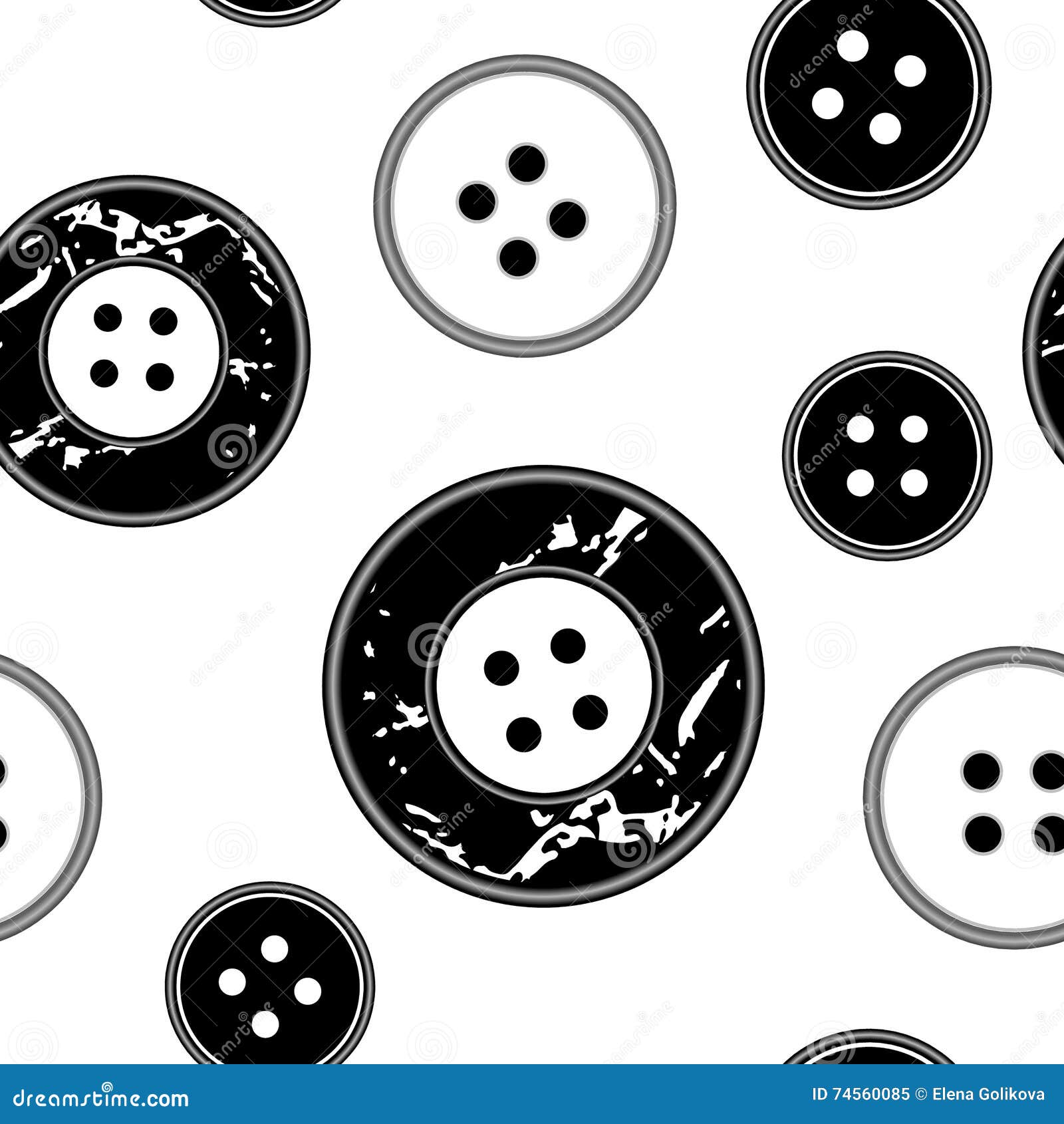 Black and White Pattern with Buttons Stock Vector - Illustration of ...