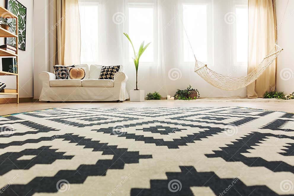 Black and White Pattern Carpet Stock Photo - Image of life, floor: 92127194