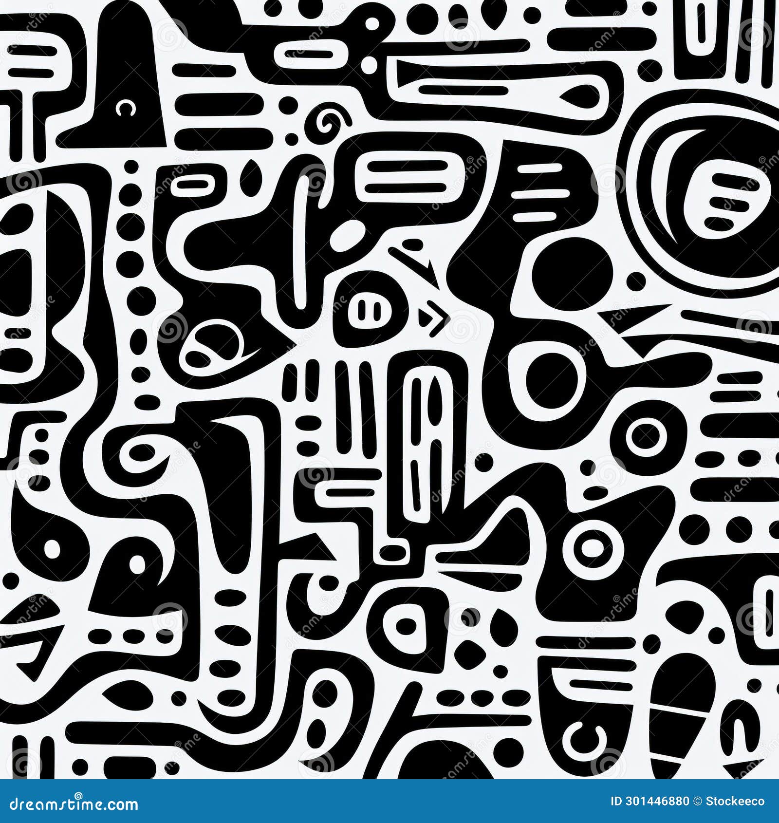 Organic Forms: a Black and White Pattern Inspired by Moche Art Stock ...