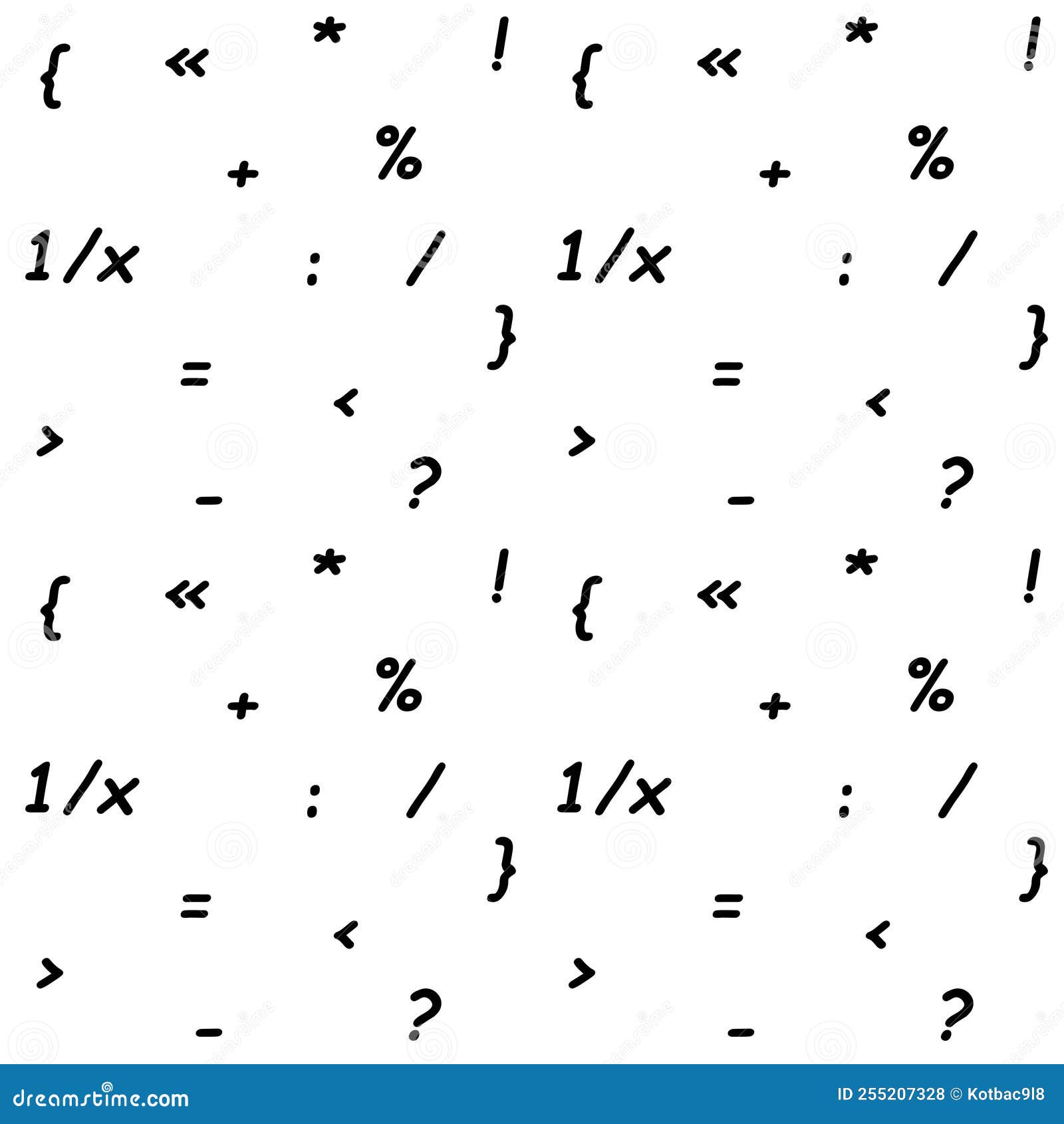 Black and White Pattern with Mathematical Symbols Stock Vector ...