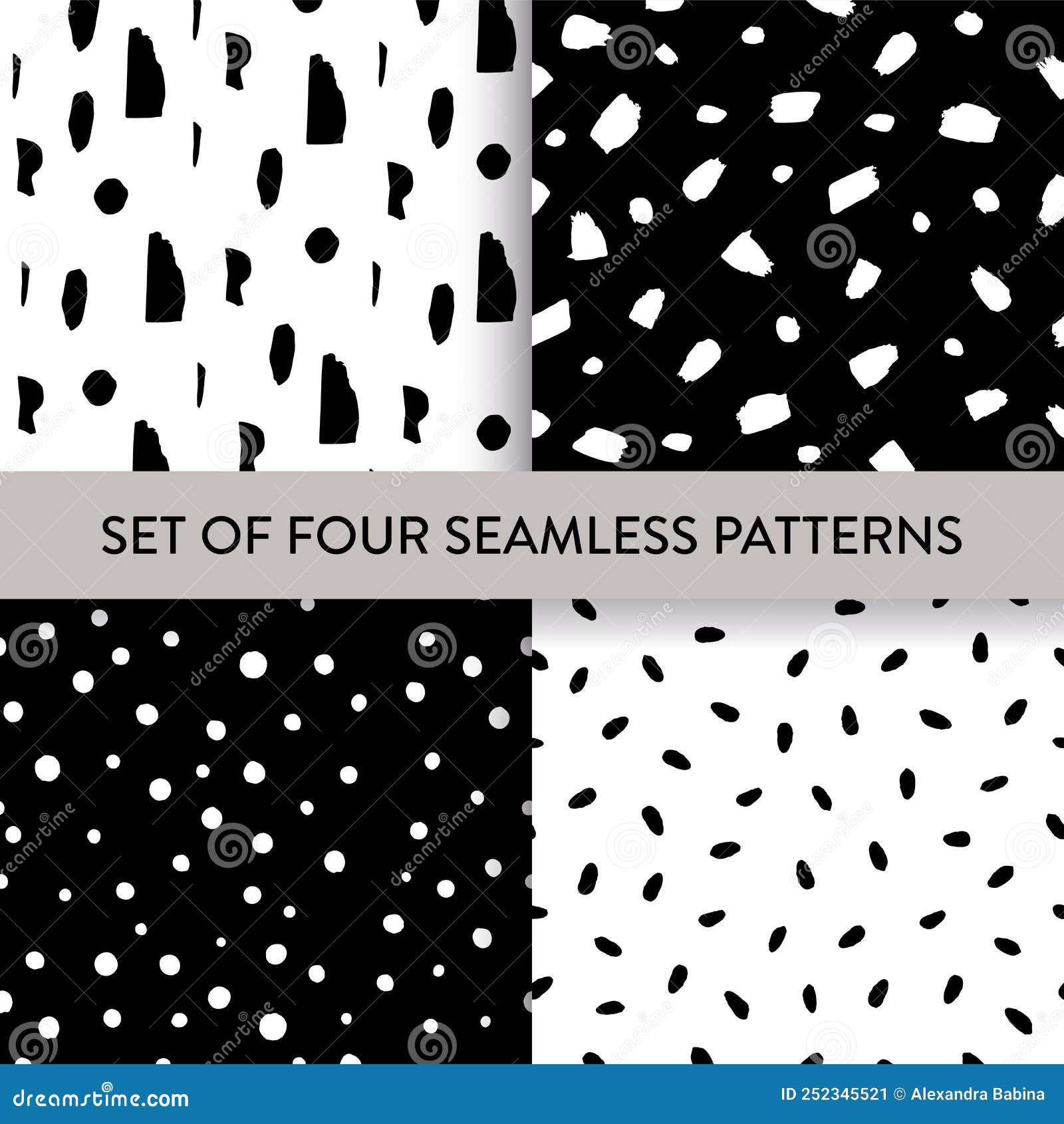 Black and White Pattern Set Cutout Shape and Dot. Stock Vector ...