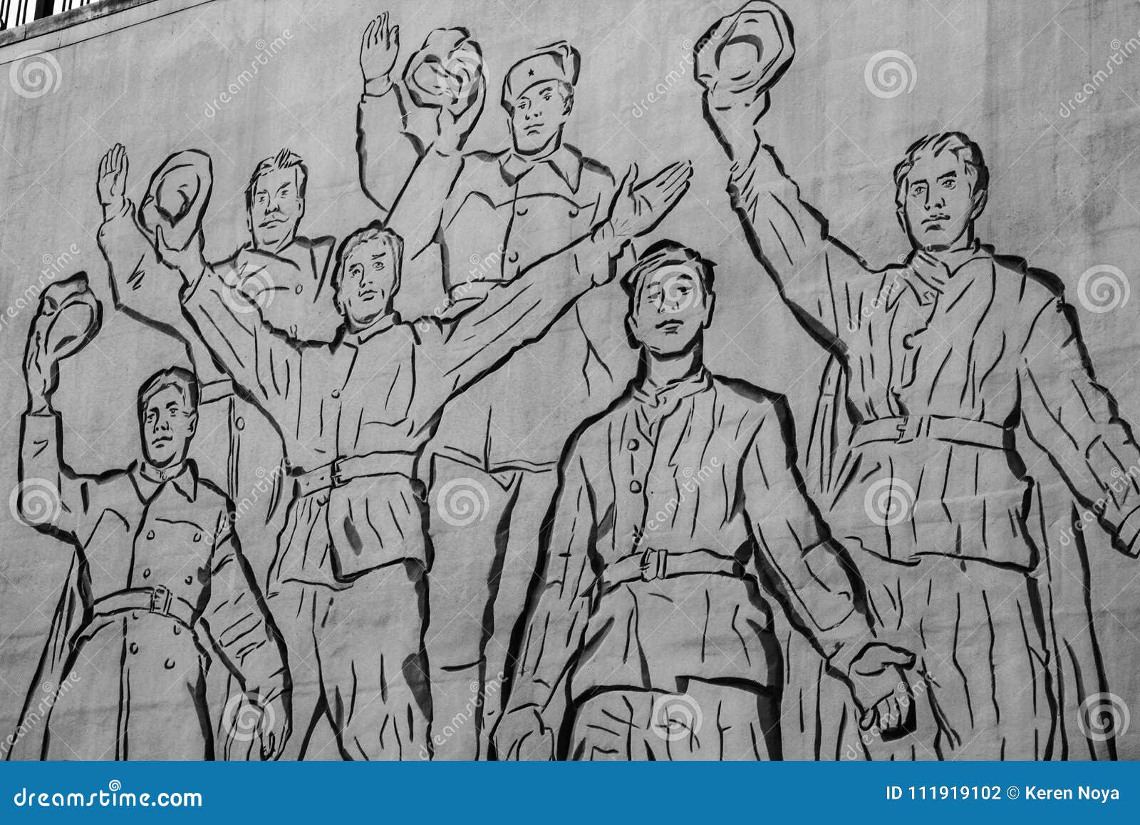 An Image of Happy Soviet Soldiers on the Stone Surface Stock Photo ...