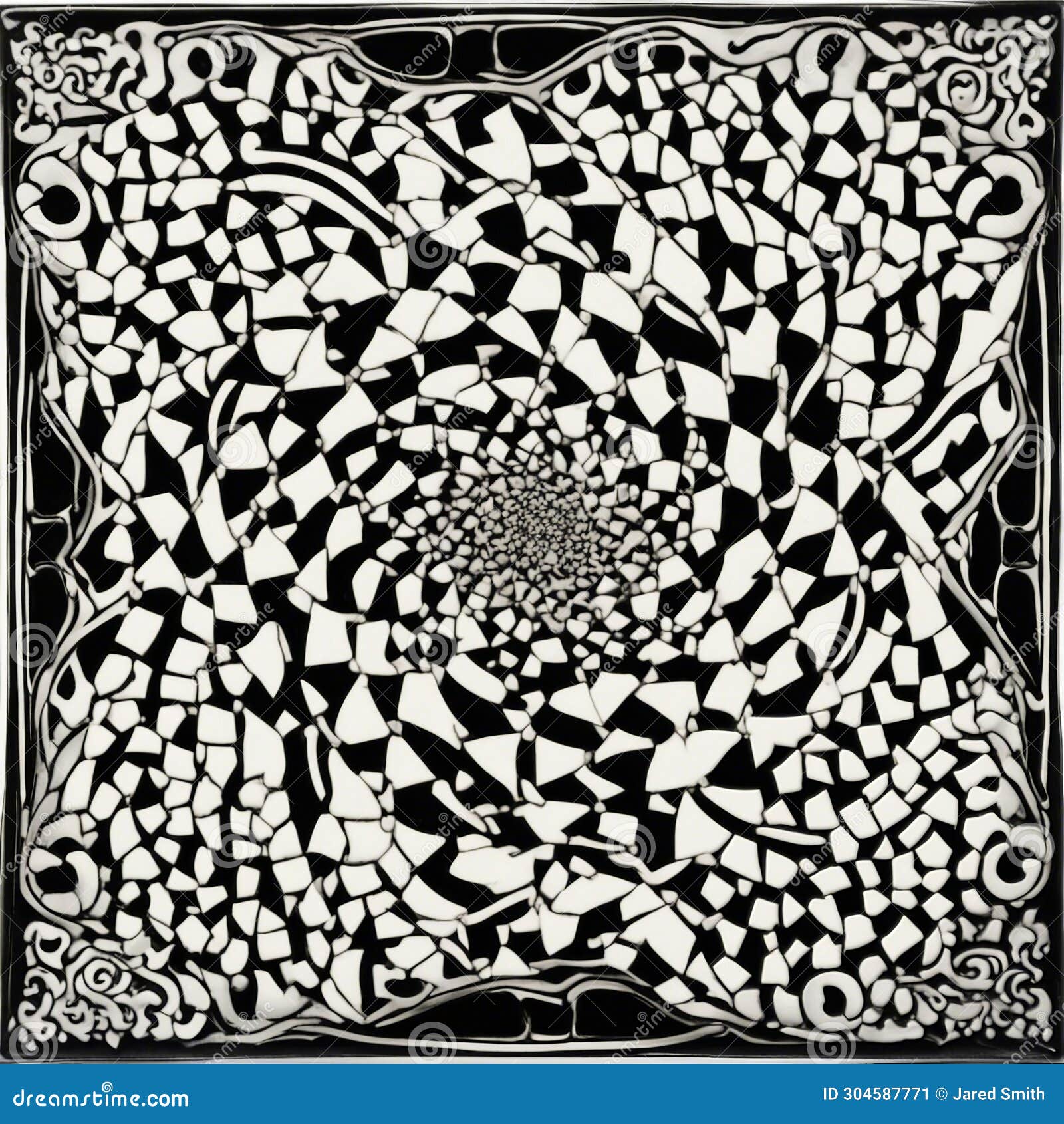 Black and White Pattern a Turkish Spiral Decorative Tile Plate Spiral ...