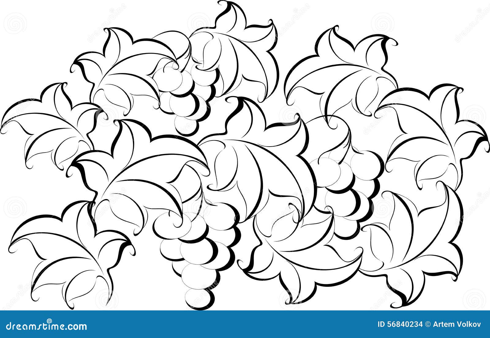 Black and White Pattern from Vine Stock Vector - Illustration of berry ...