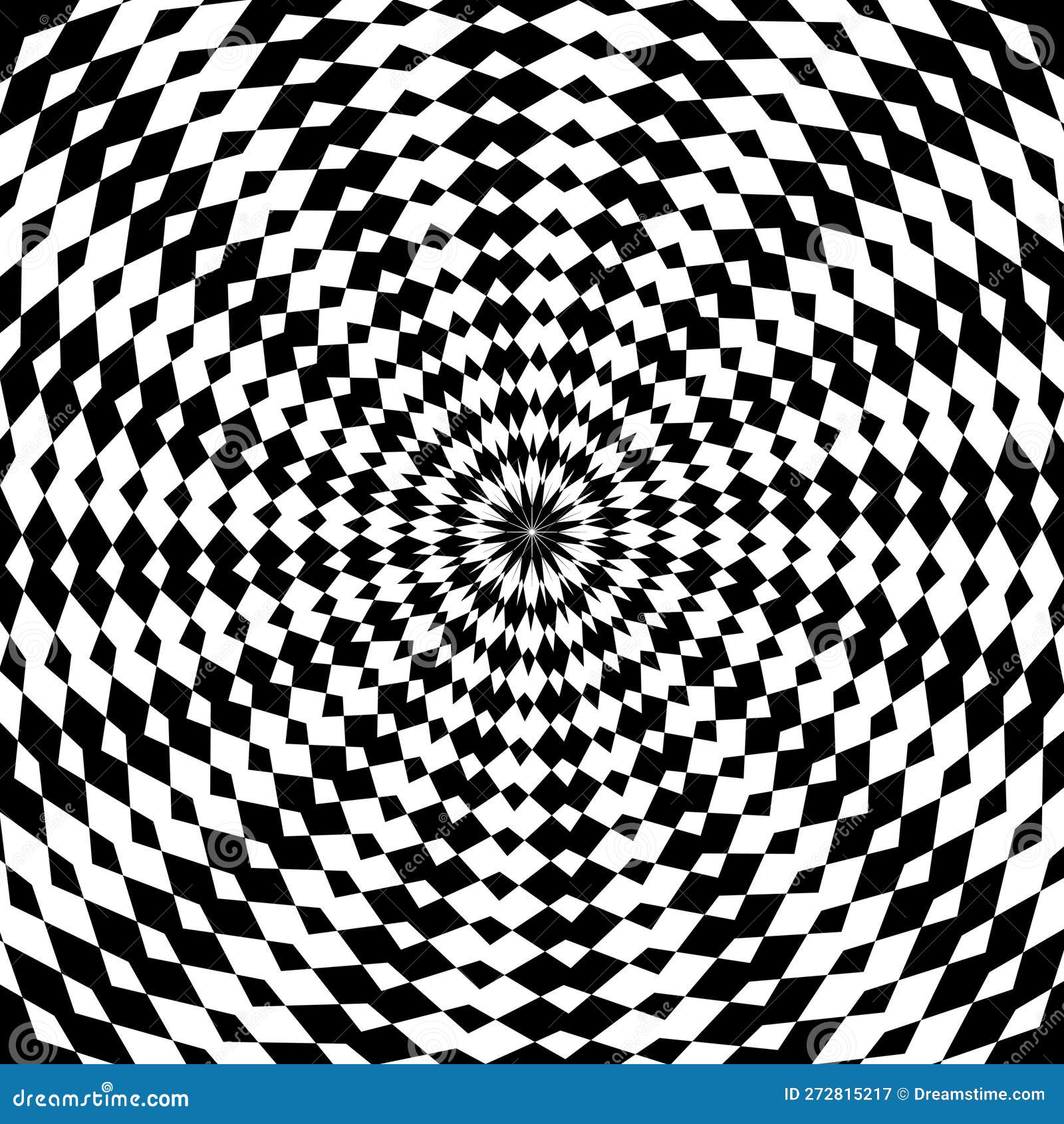 Black and White Pattern with Vortex Pinwheel Visual Effect. Twisty ...