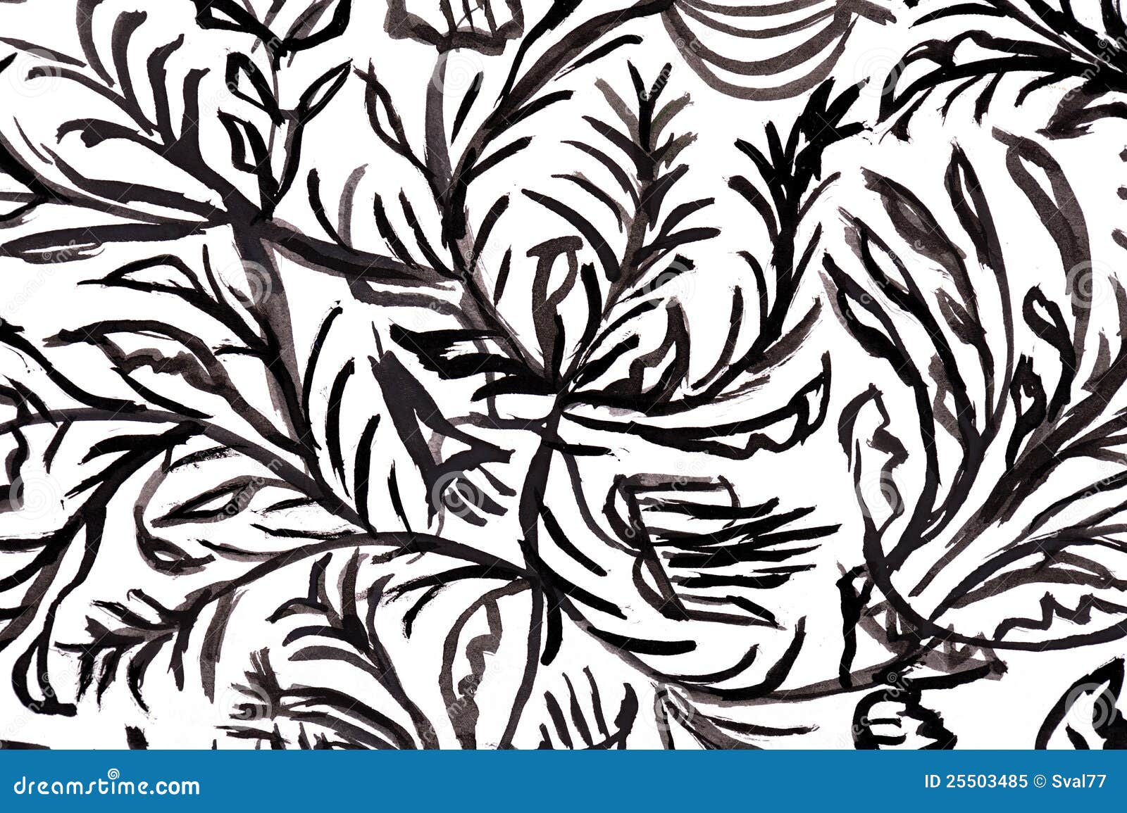 Black and White Pattern. Watercolor Background. Stock Illustration ...