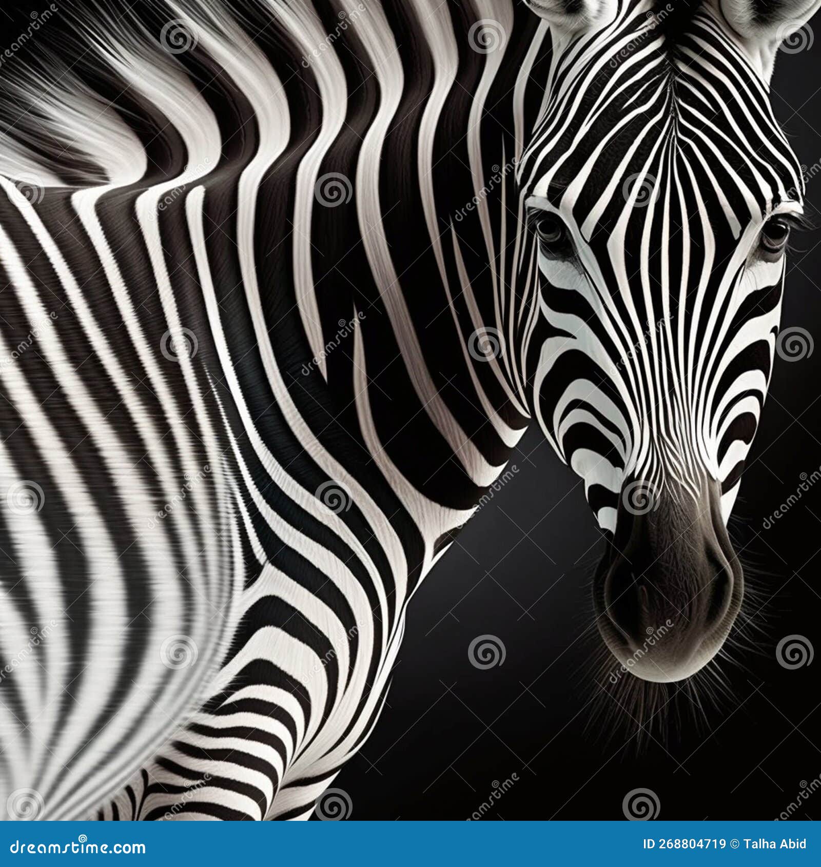 Black and White Patterns of Zebra. Generative AI. Stock Illustration ...