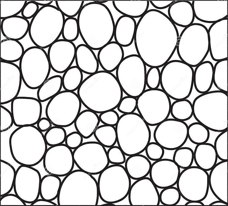 Black and White Pebble Stone Line Pattern Vector Illustration Stock ...